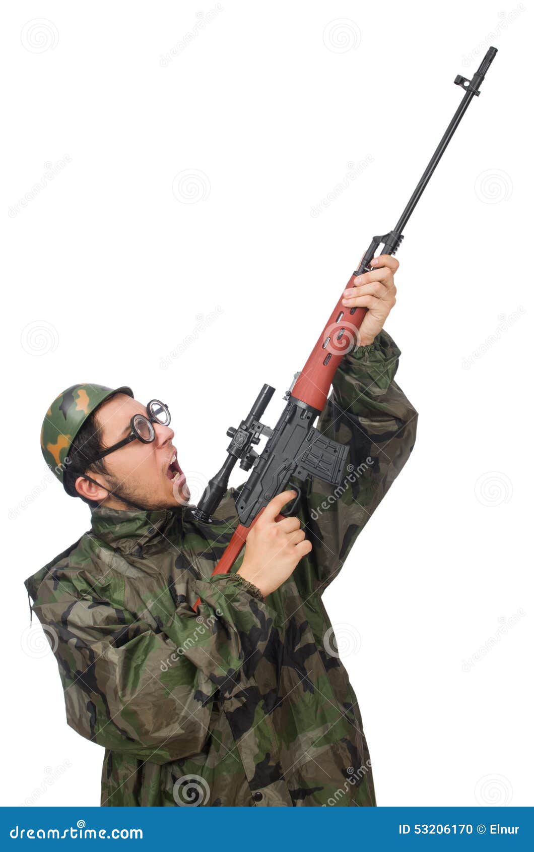 Military Man with a Gun Isolated on White Stock Photo - Image of fight ...