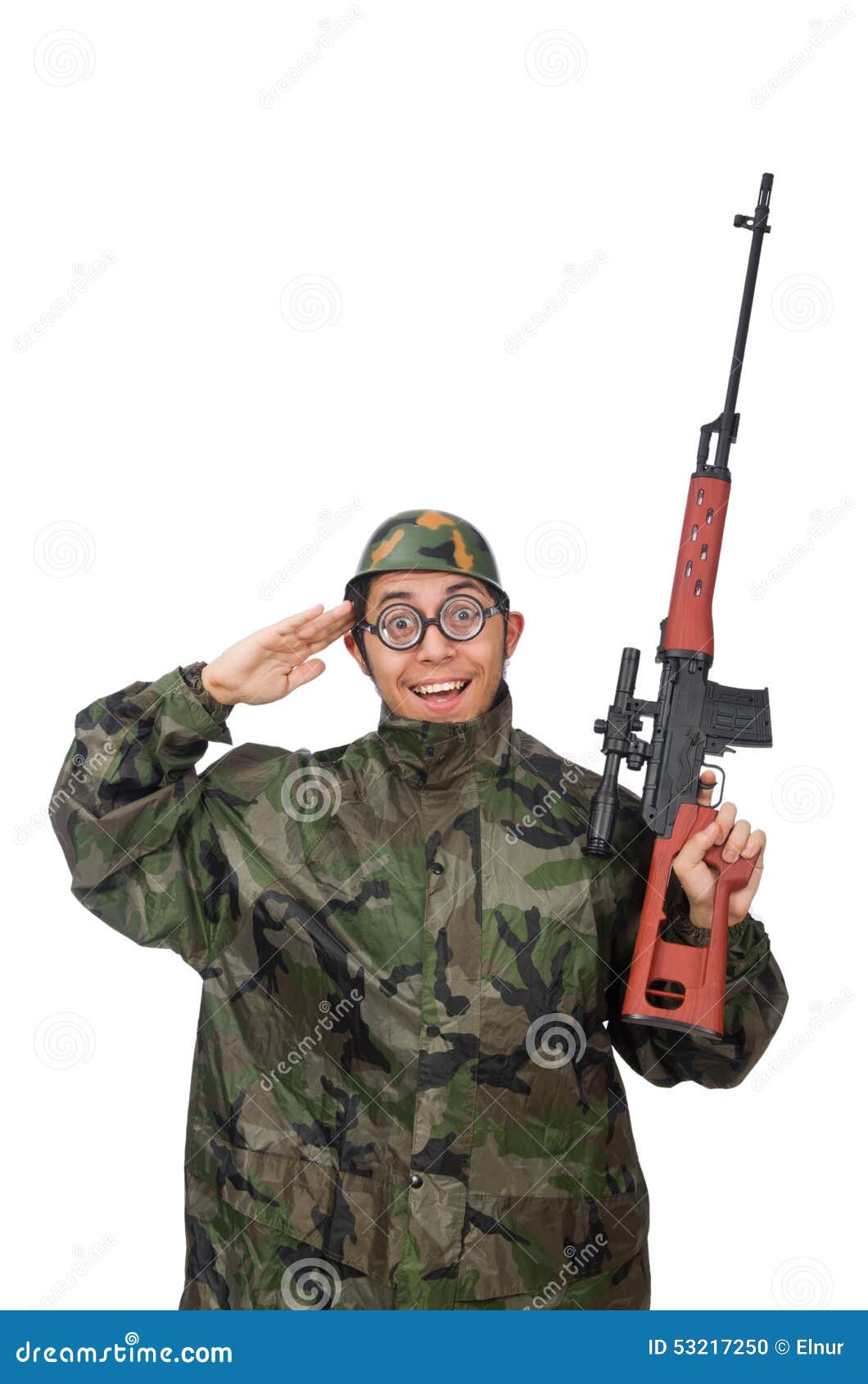 Military Man with a Gun Isolated on White Stock Photo - Image of ...