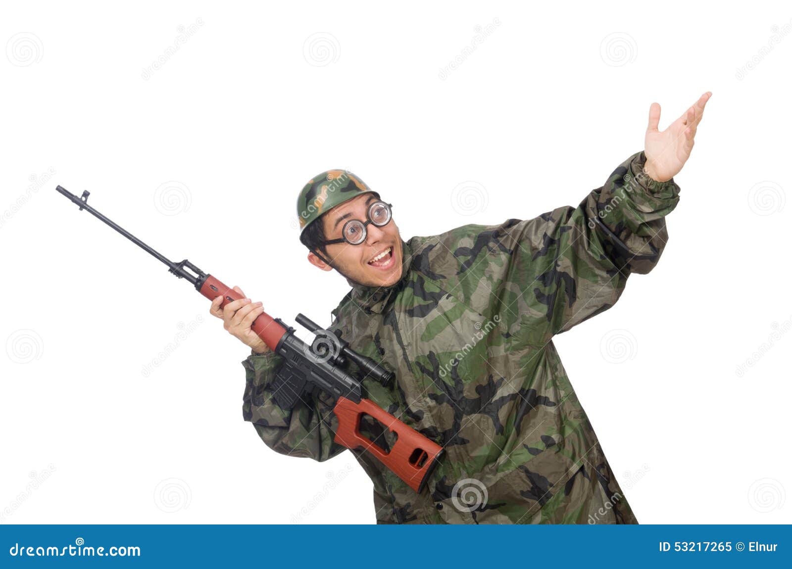 Military Man with a Gun Isolated on White Stock Image - Image of ...