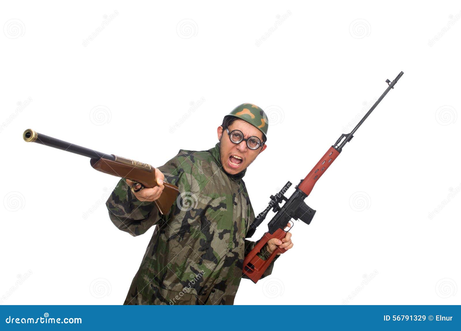 Military Man with a Gun Isolated on the White Stock Image - Image of ...
