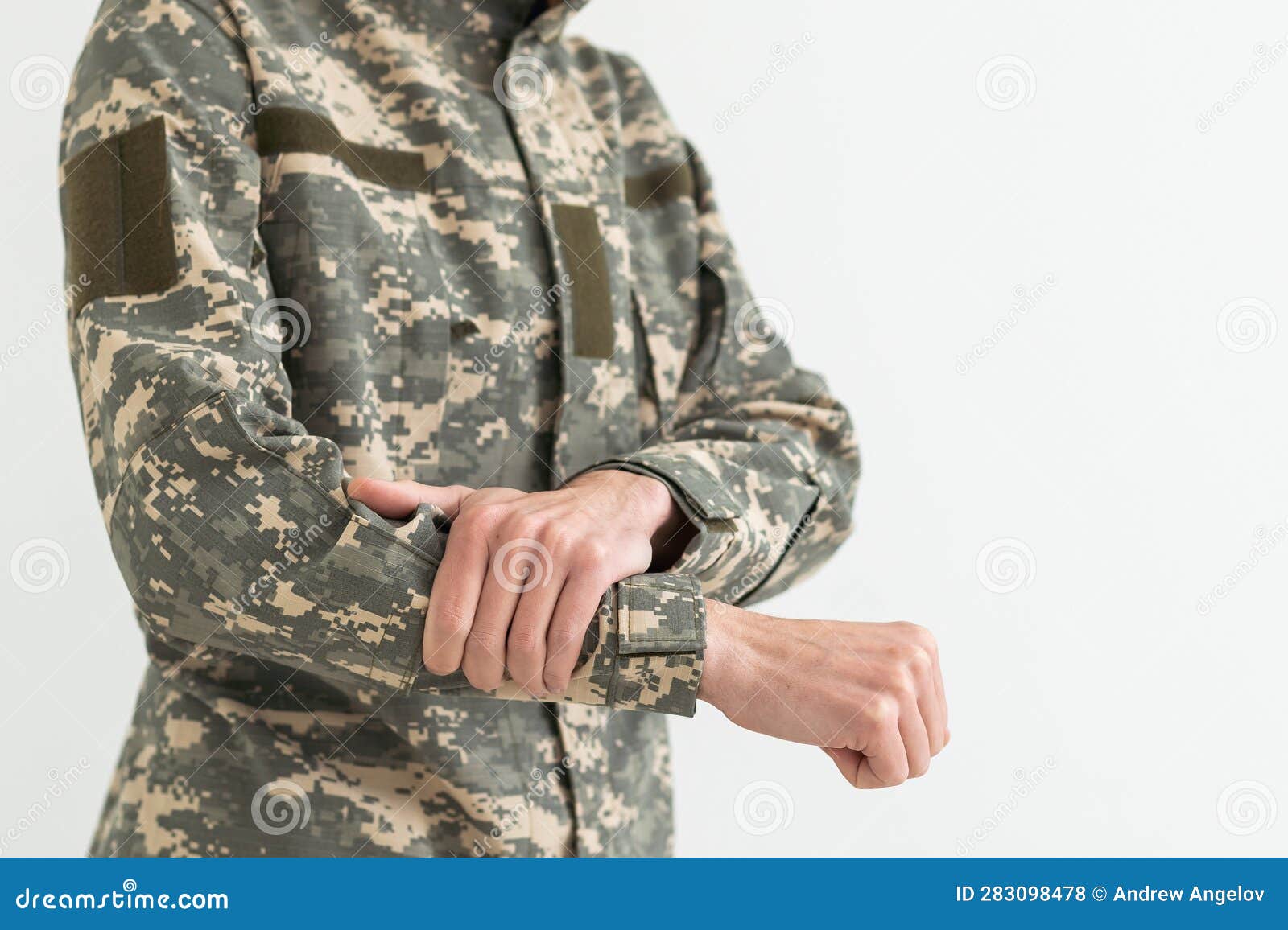 A Military Man Has a Pain in His Arm. Stock Photo - Image of fighter ...