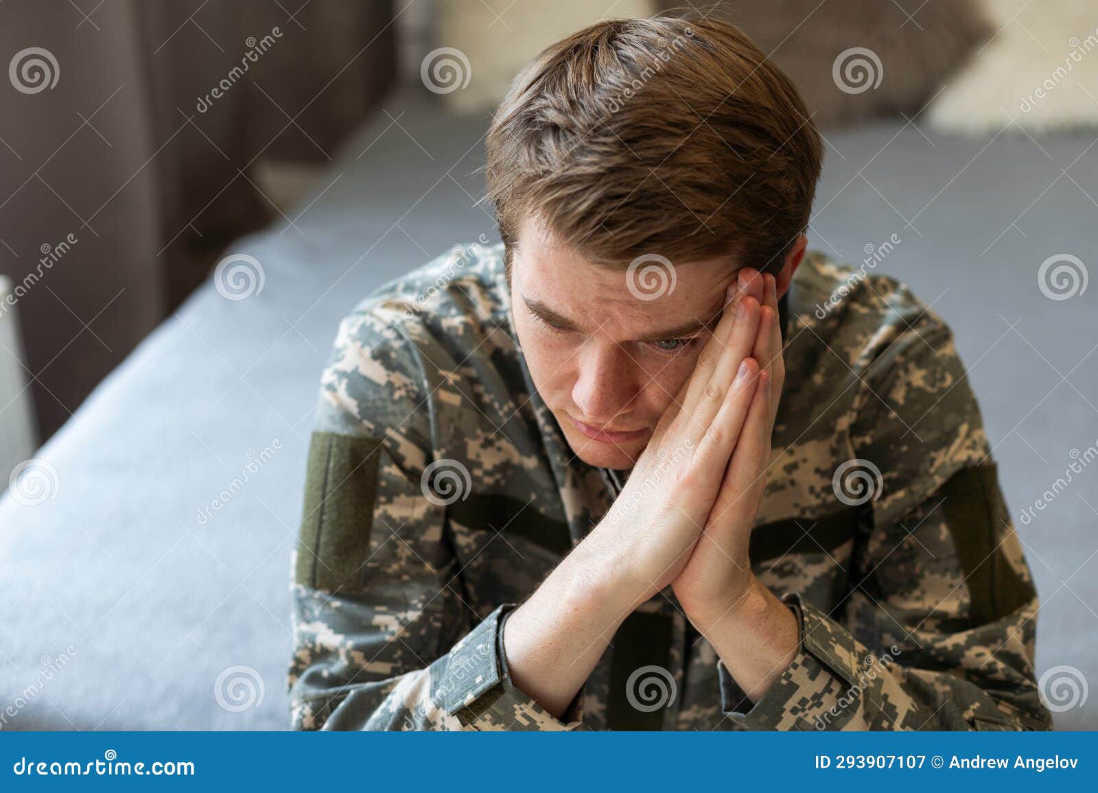 A Military Man in His Thoughts Stock Image - Image of depression ...