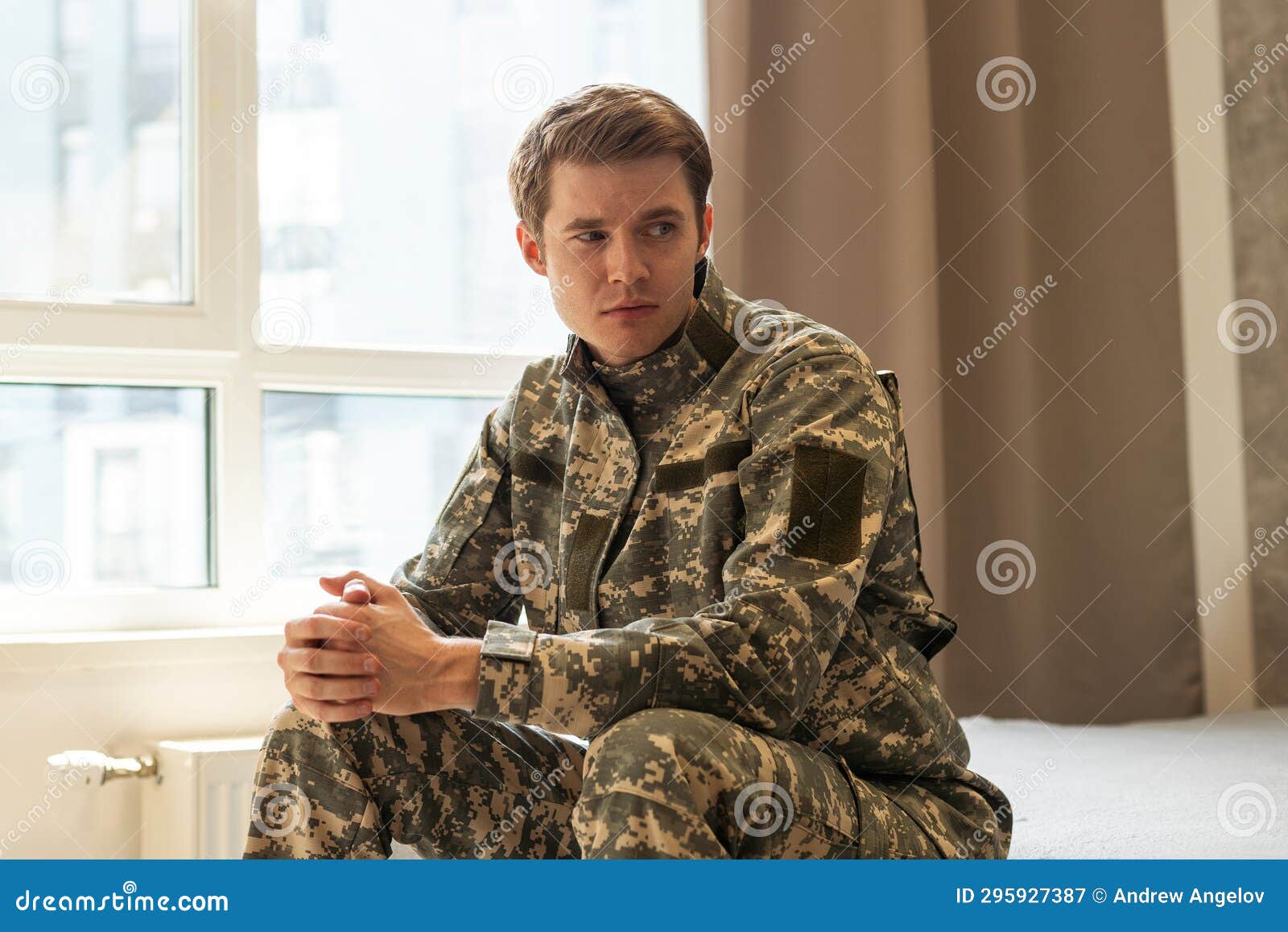A Military Man in His Thoughts Stock Image - Image of posttraumatic ...