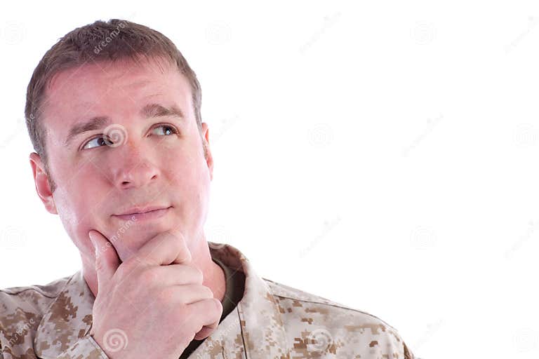 Military Man Thinking stock image. Image of attractive - 22713419