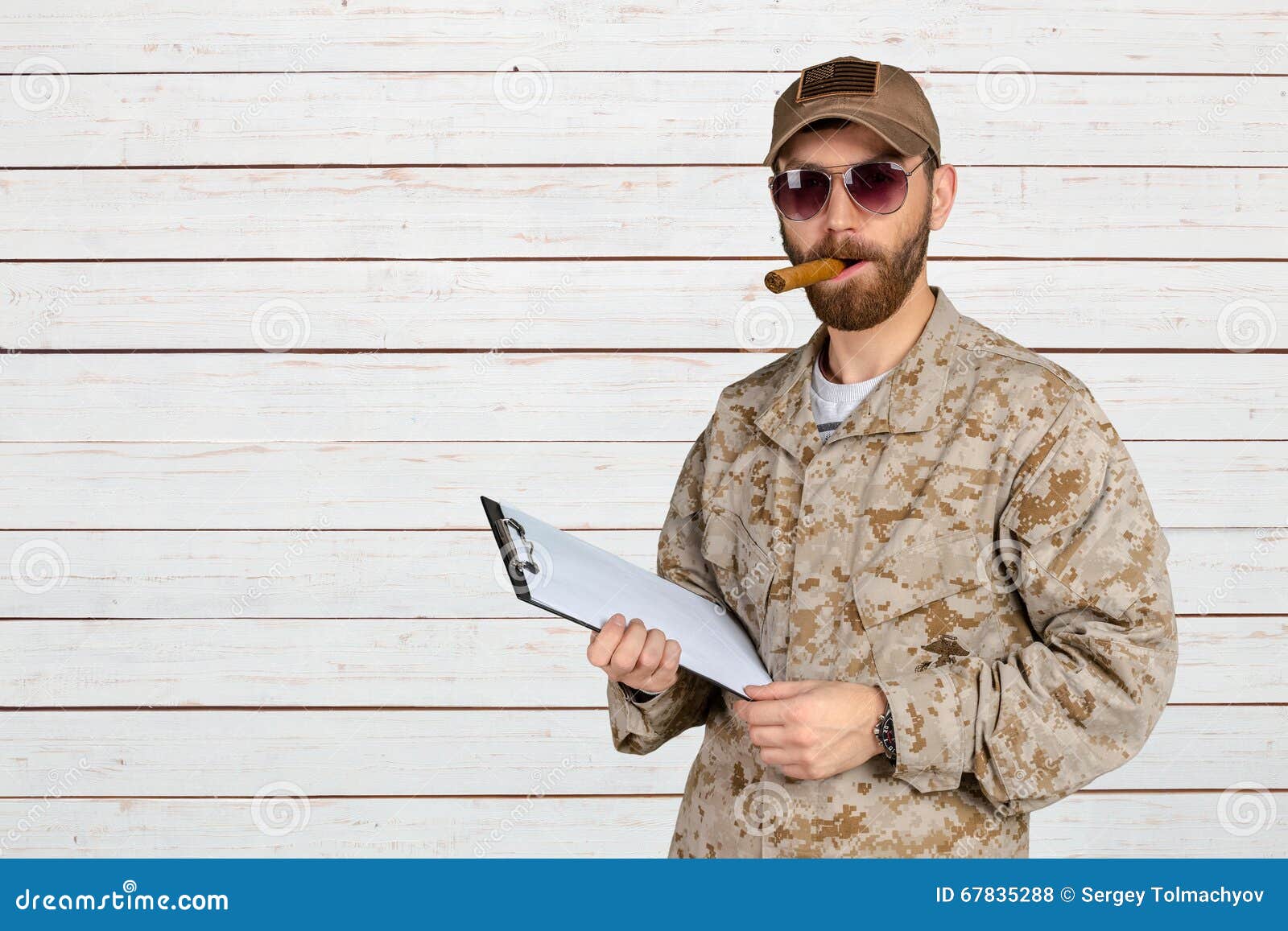 Military Man in Uniform Using Cigar Stock Photo - Image of caucasian ...