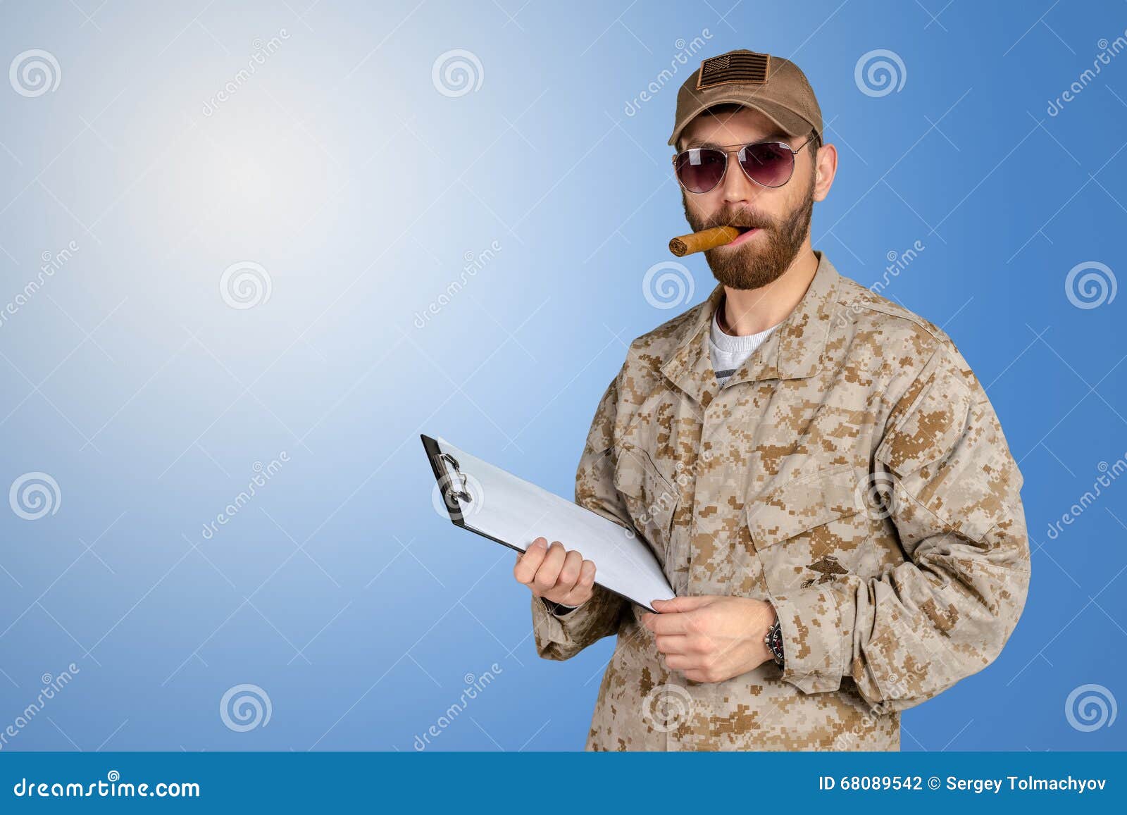 Military Man in Uniform Using Cigar Stock Photo - Image of uniform ...