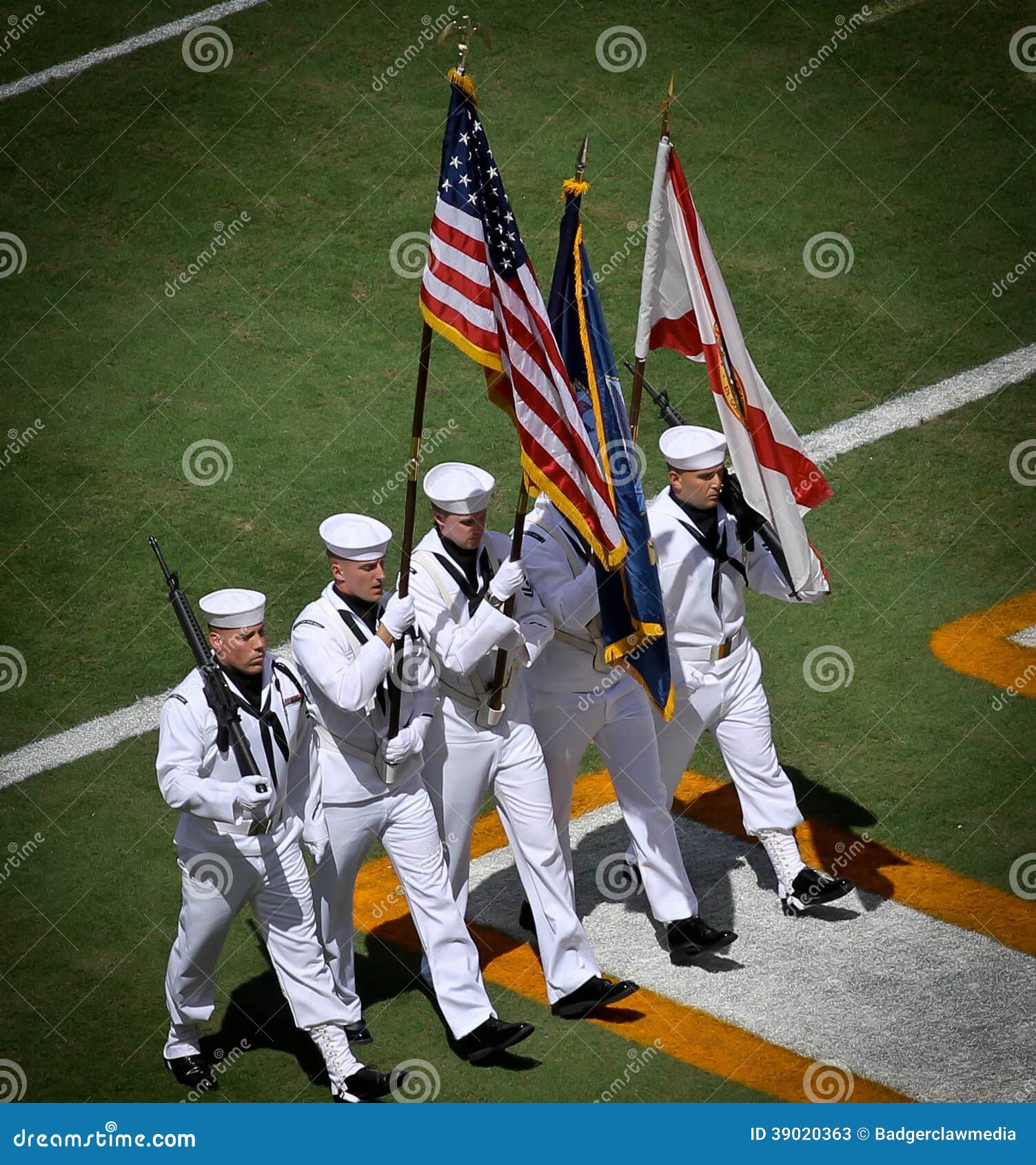 Military March with Flags and Rifles Editorial Stock Photo - Image of ...