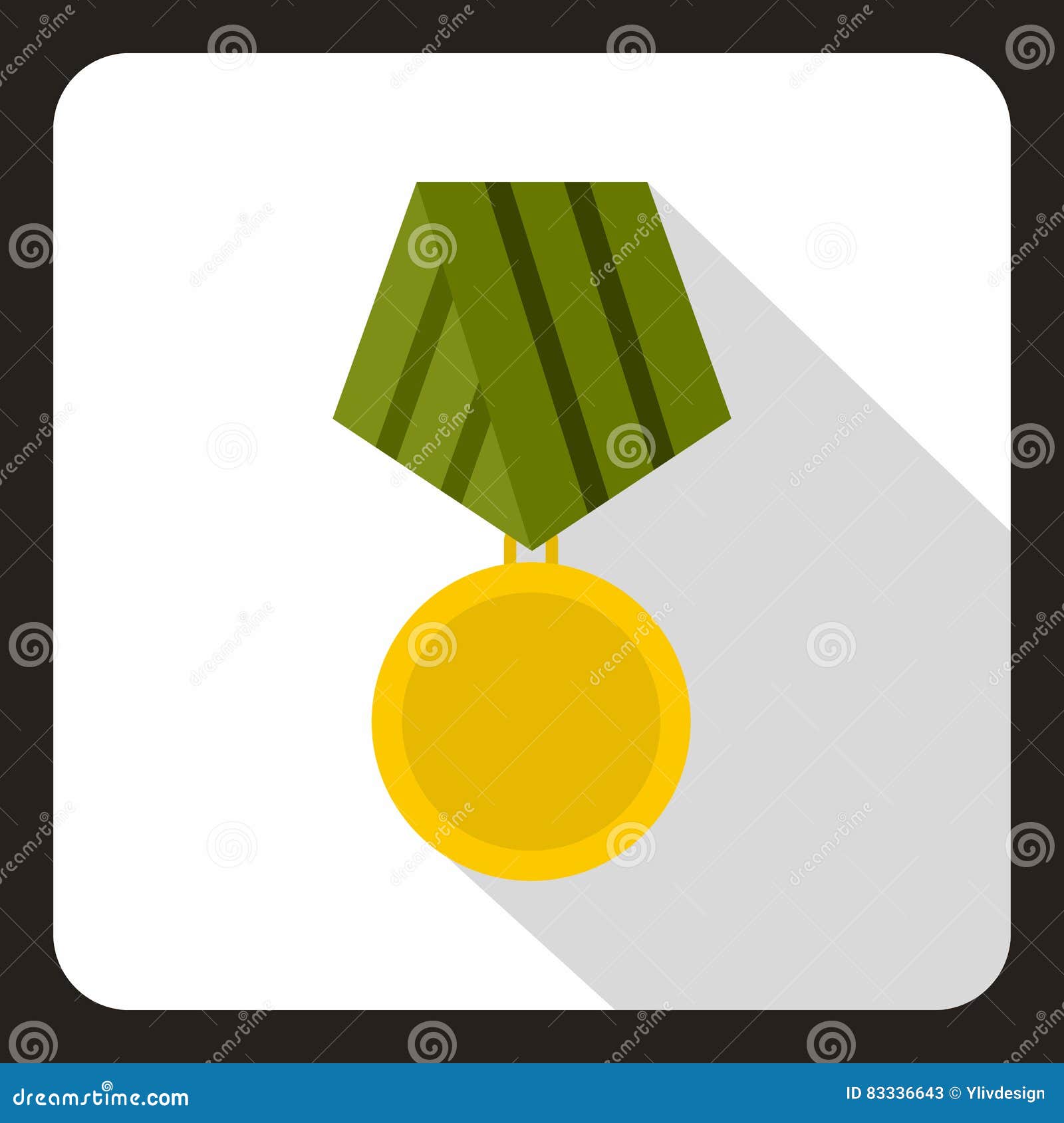 Military Medal Icon, Flat Style Stock Vector - Illustration of laurel ...