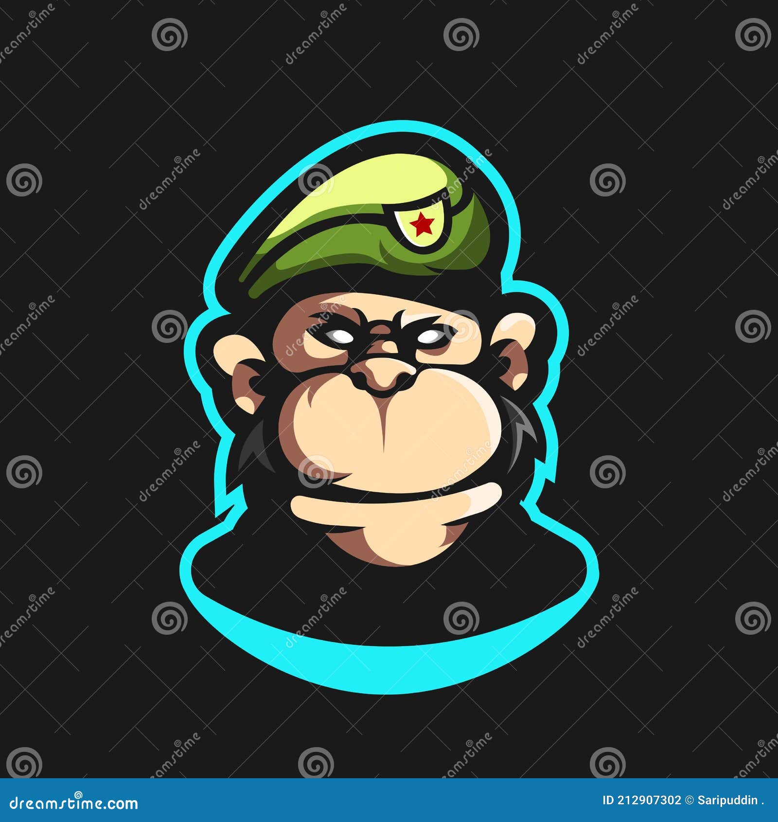 Military monkey stock vector. Illustration of king, concept - 212907302