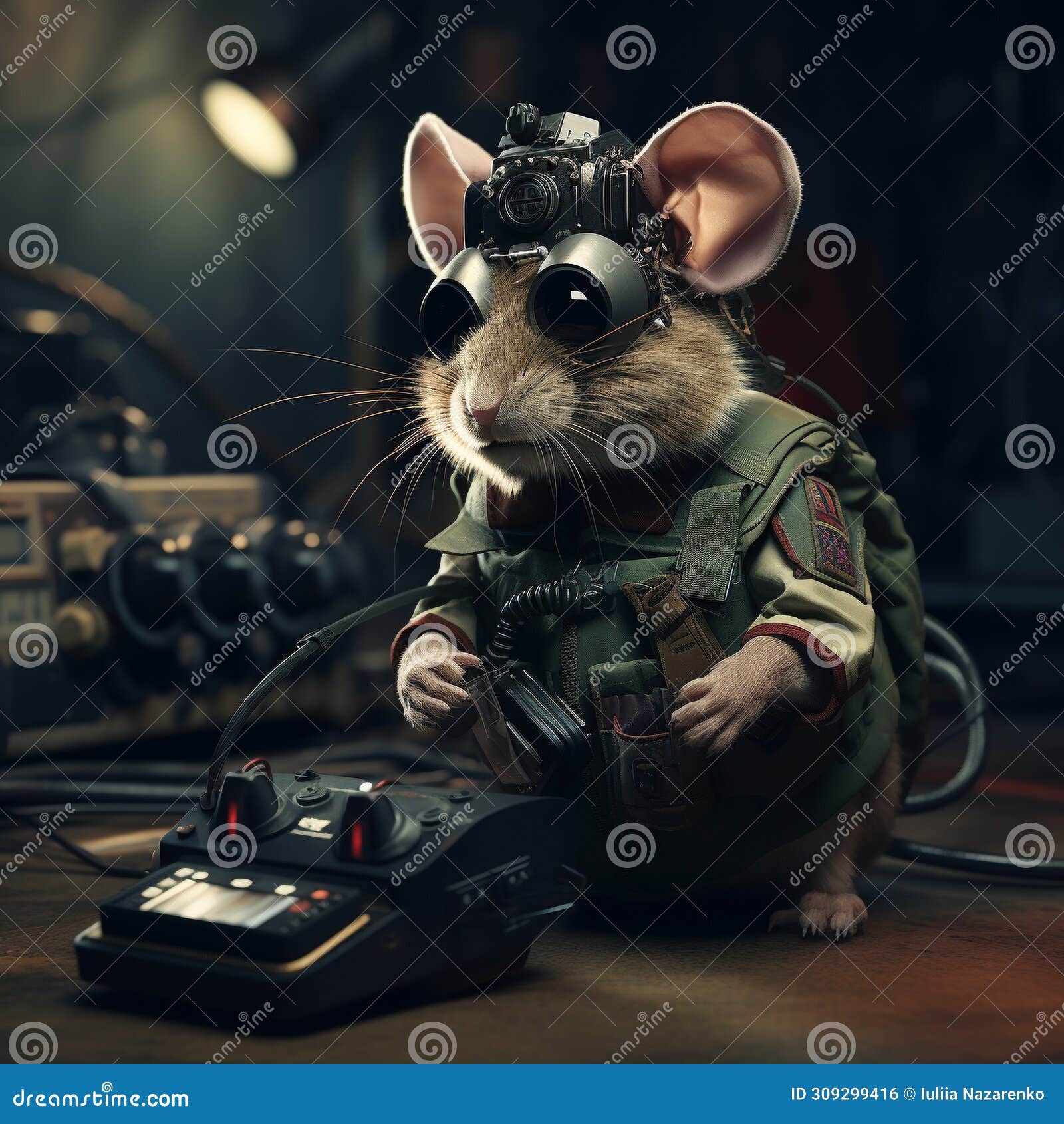 Military Mouse Pilot in a Dark Dramatic Light. AI Generated Stock ...