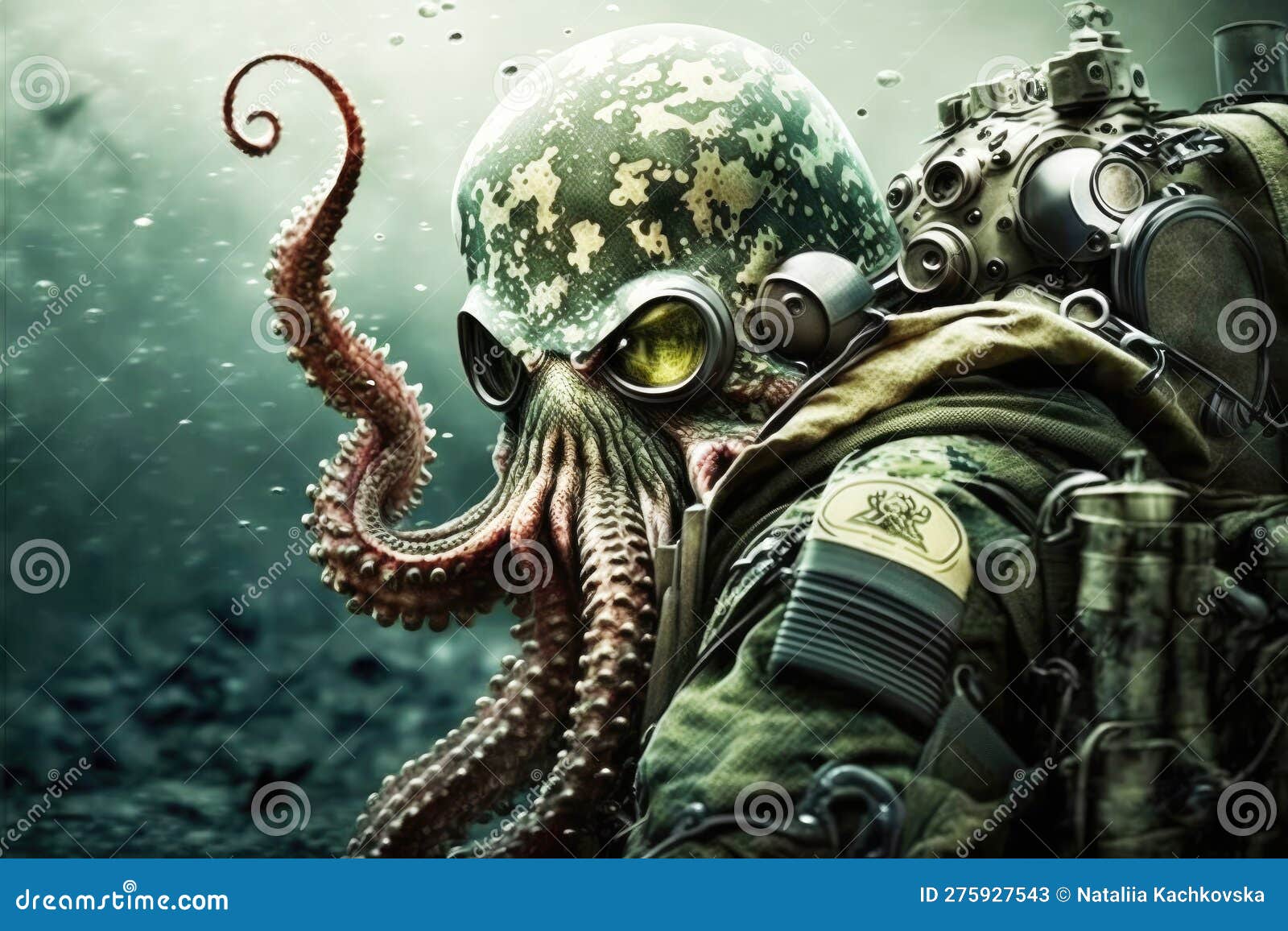 Military Octopus in Camouflage Cloth Stock Illustration - Illustration ...