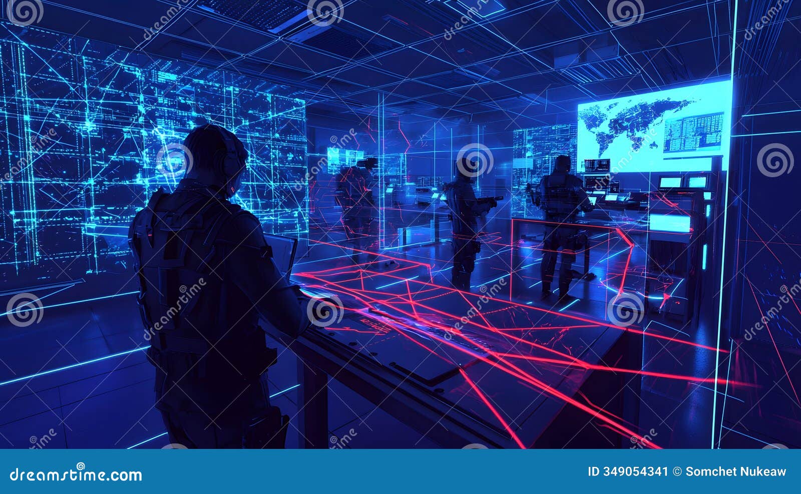 Military Operation Simulation High-tech Command Center Digital ...