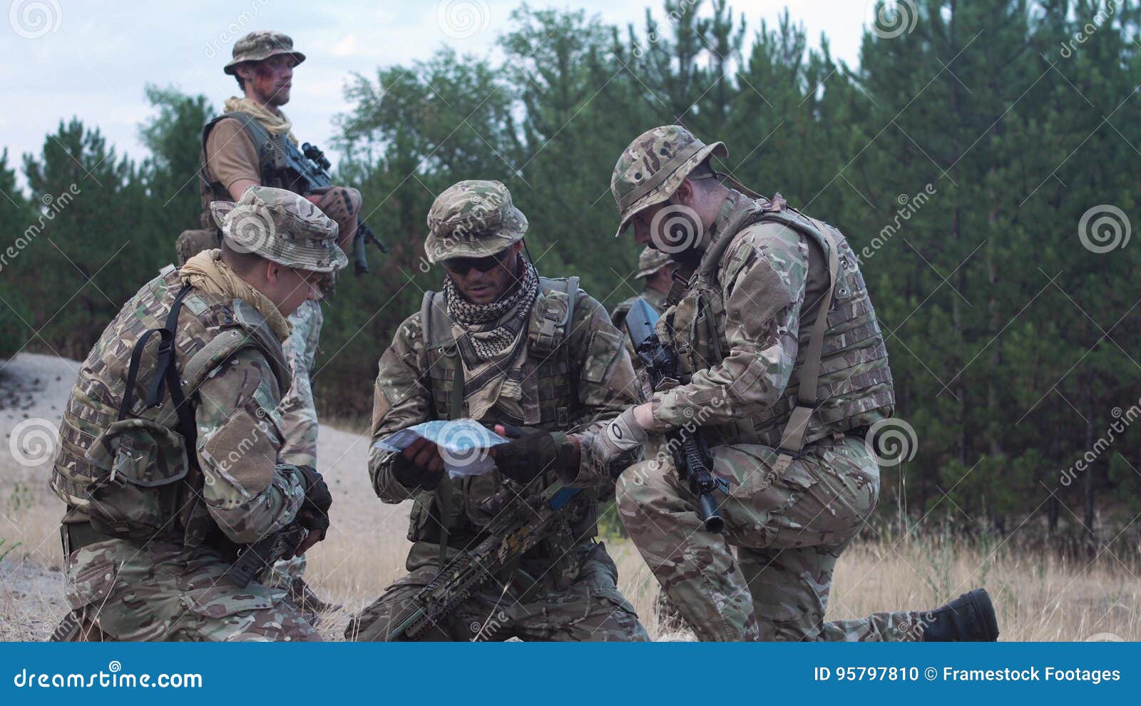 Military People Navigating on Battlefield Stock Photo - Image of ...