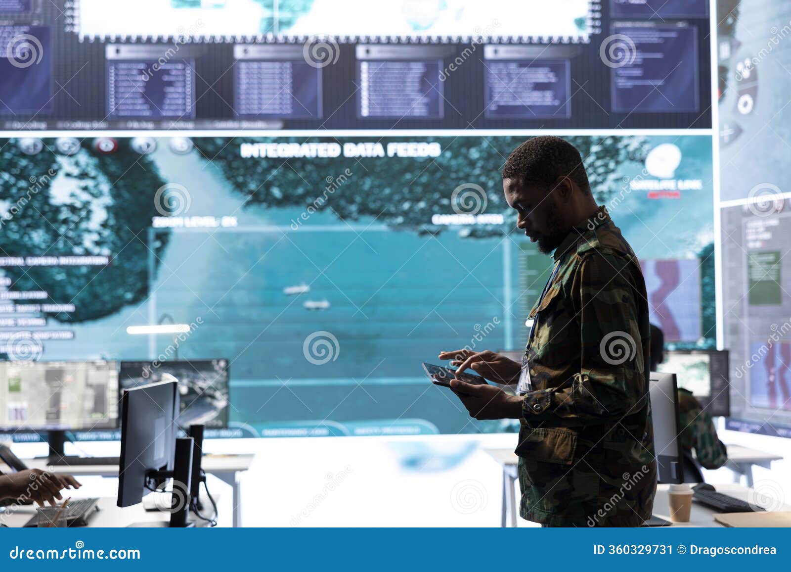Military Personnel in a Base of Operations Using Advanced Computers ...