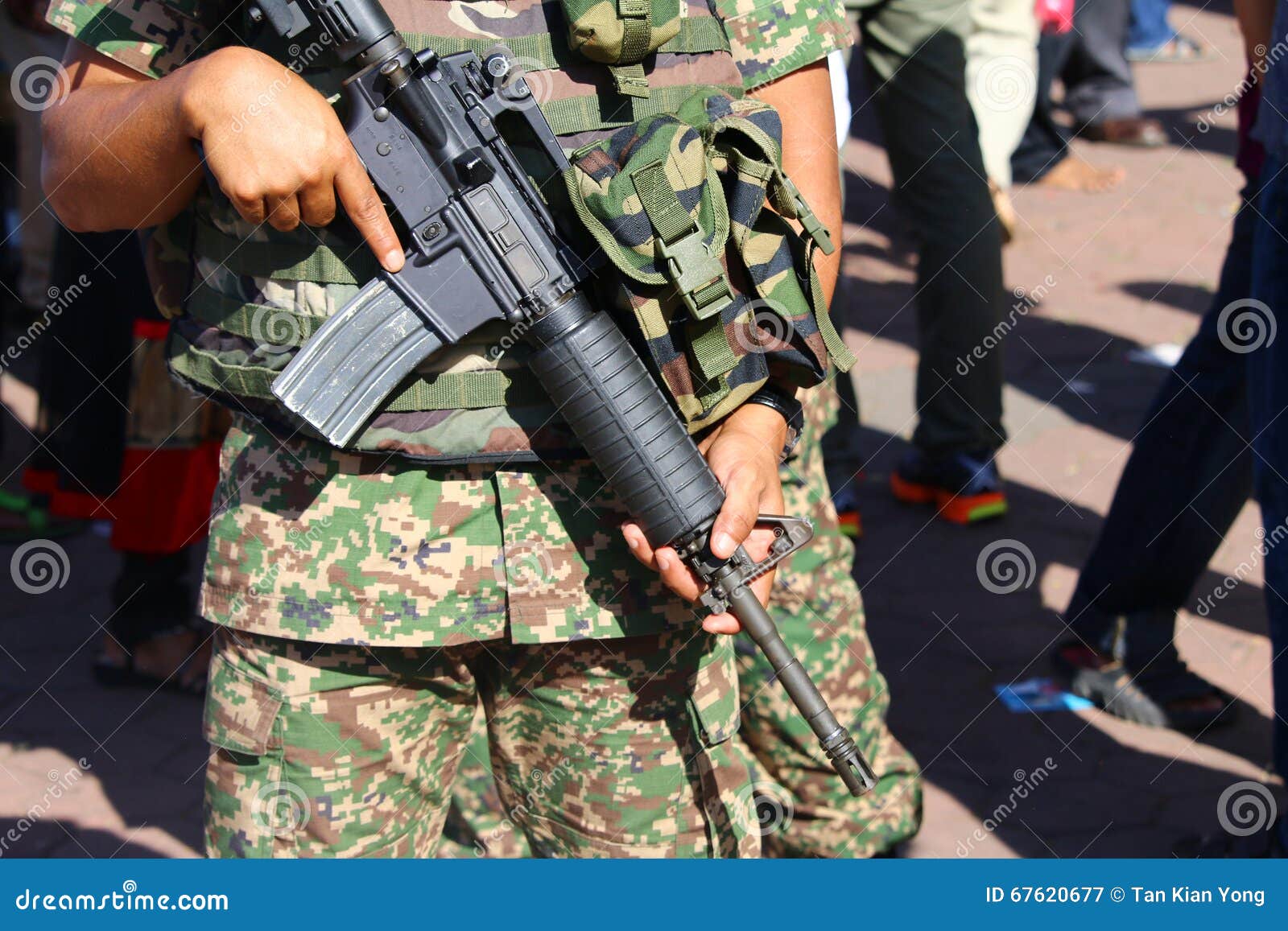 Military Personnel Holding Assault Rifle Stock Image - Image of counter ...