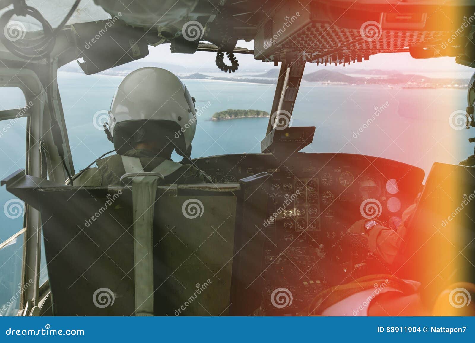 Military Pilot Soldier on Helicopter. Stock Photo - Image of flight ...