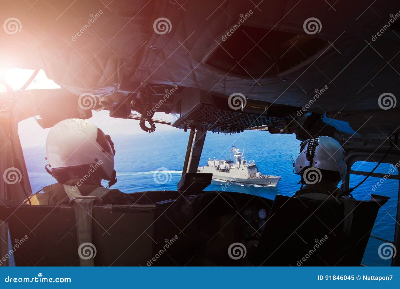 Pilot Soldier In Helmet In Cockpit Fighter Plane, War. Generative AI ...