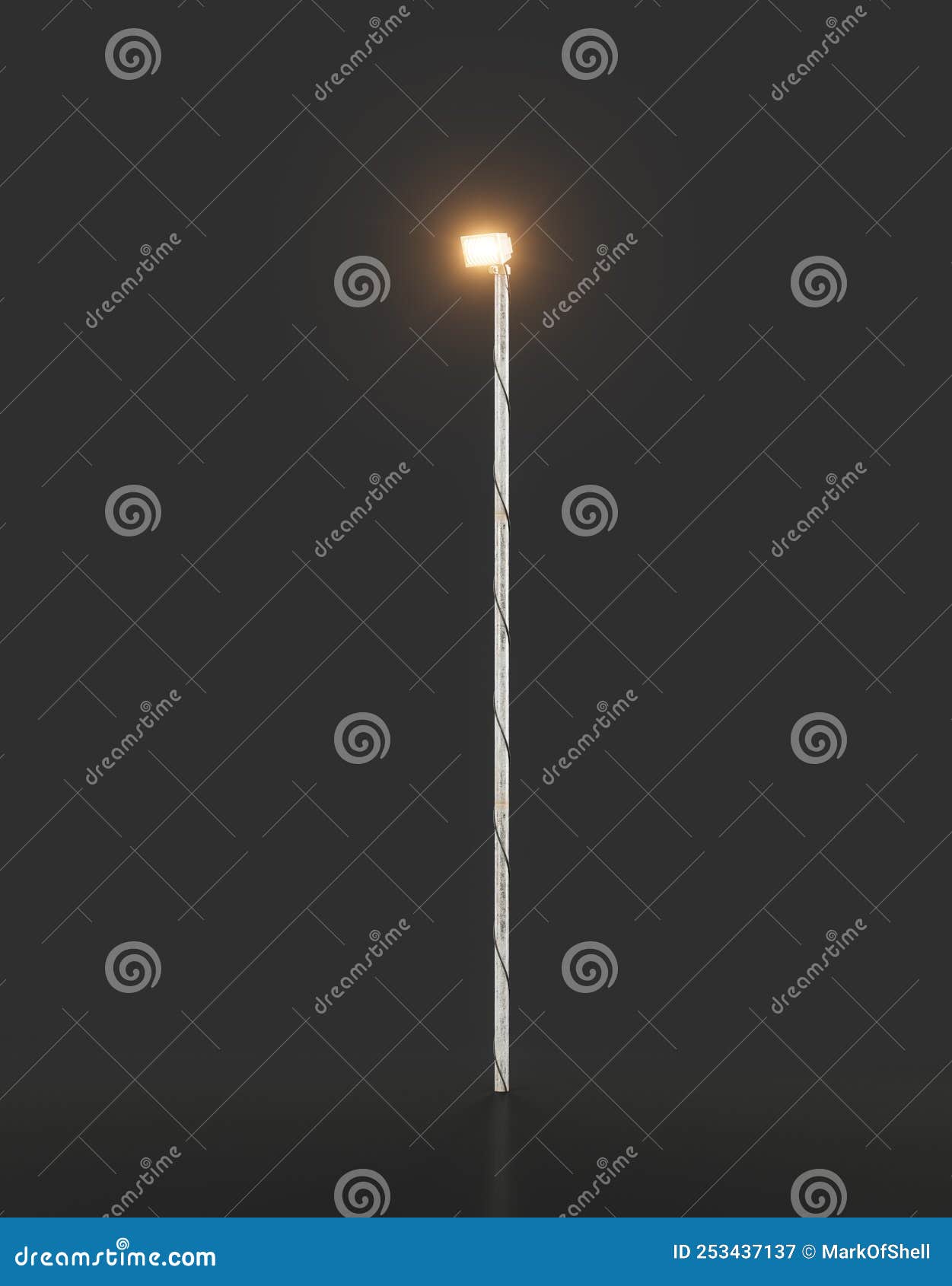 Military Pole Light in Night, 3d Rendering Stock Illustration ...