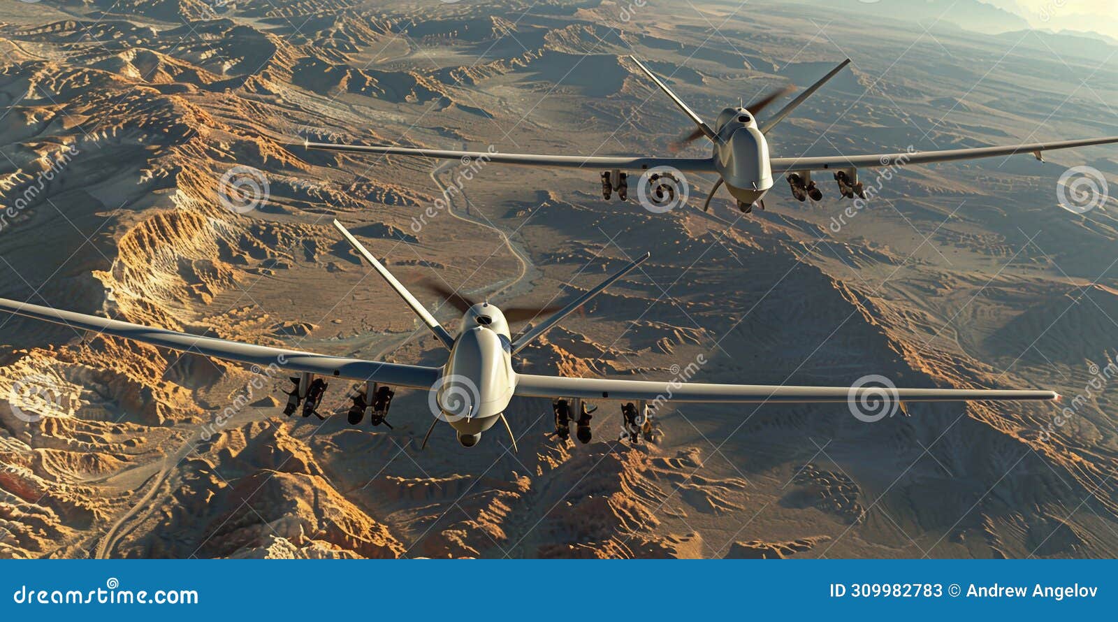 Military Predator Drone in Action. War of Explosions 3. 3d Render Stock ...