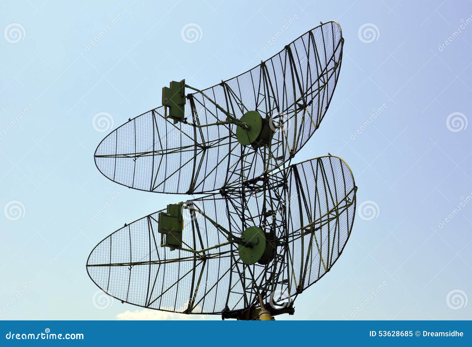 Military Radiolocator Station With Parabolic Radar Antenna Dish Stock ...
