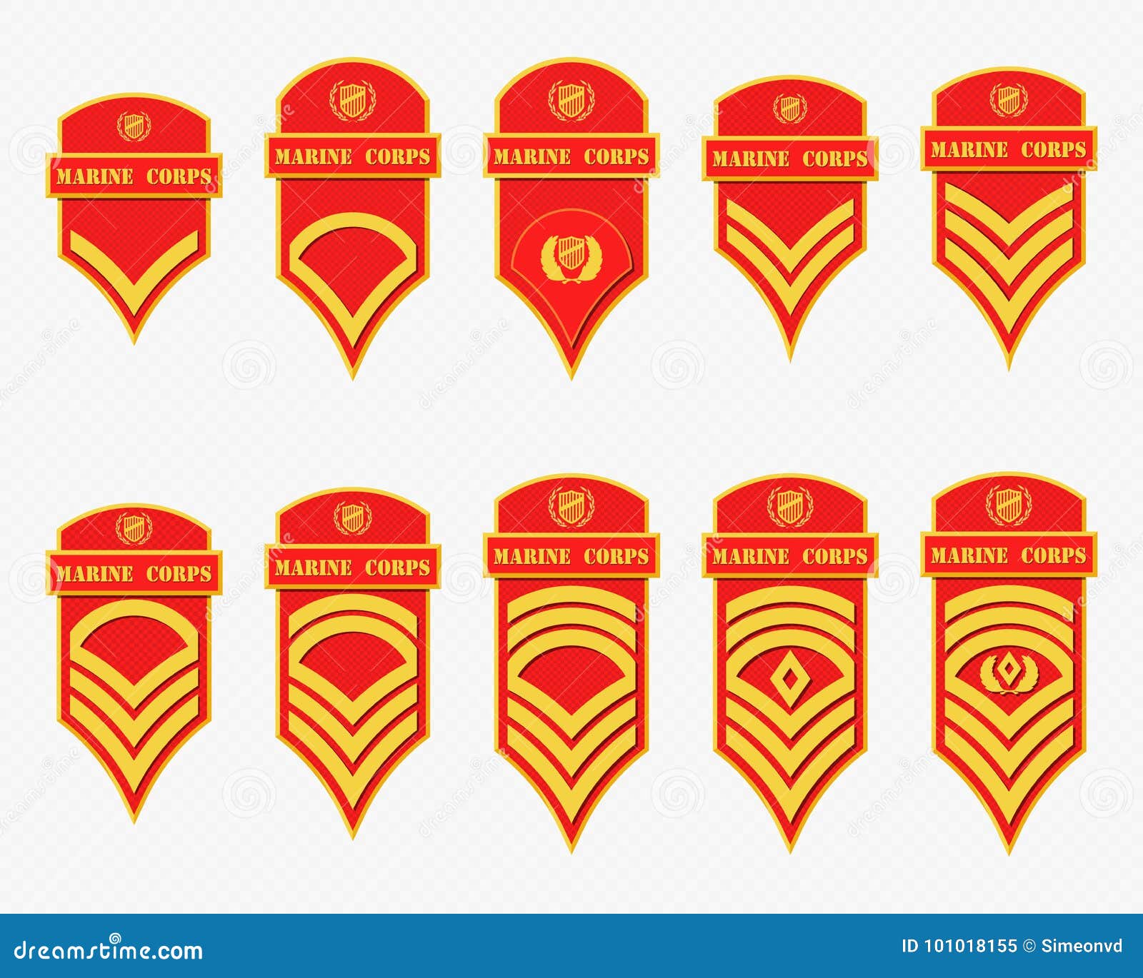 Military Ranks Stripes and Chevrons. Vector Set Army Insignia Stock ...