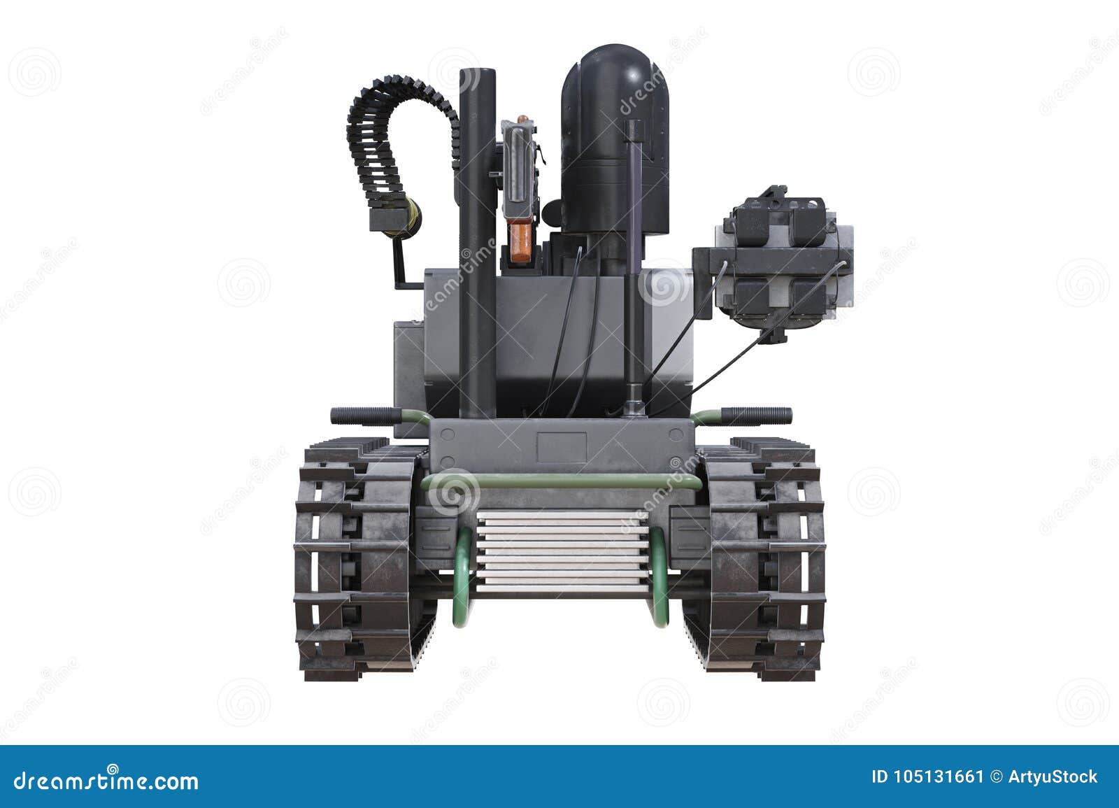 Military Remote Robot, Back View Stock Illustration - Illustration of ...