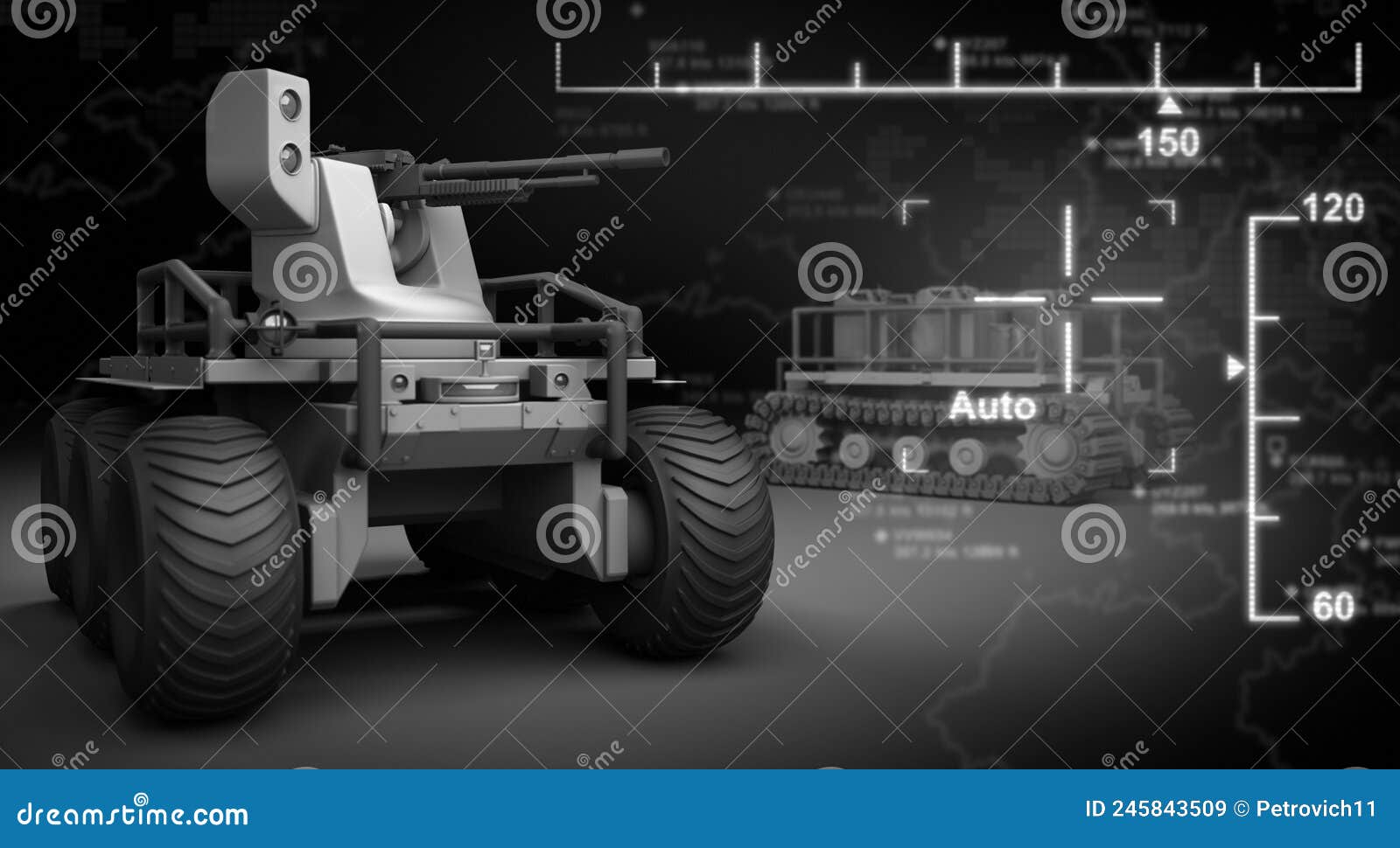 Military Robots on Wheels and Tracks. Stock Illustration - Illustration ...
