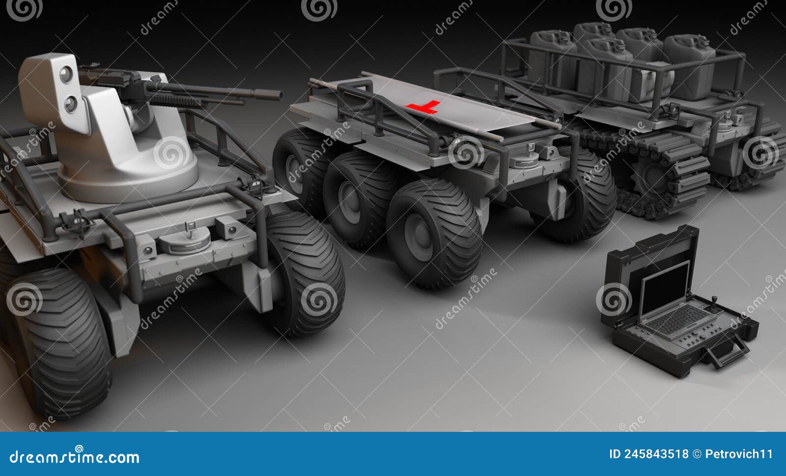 Military Robots on Wheels and Tracks. Stock Illustration - Illustration ...