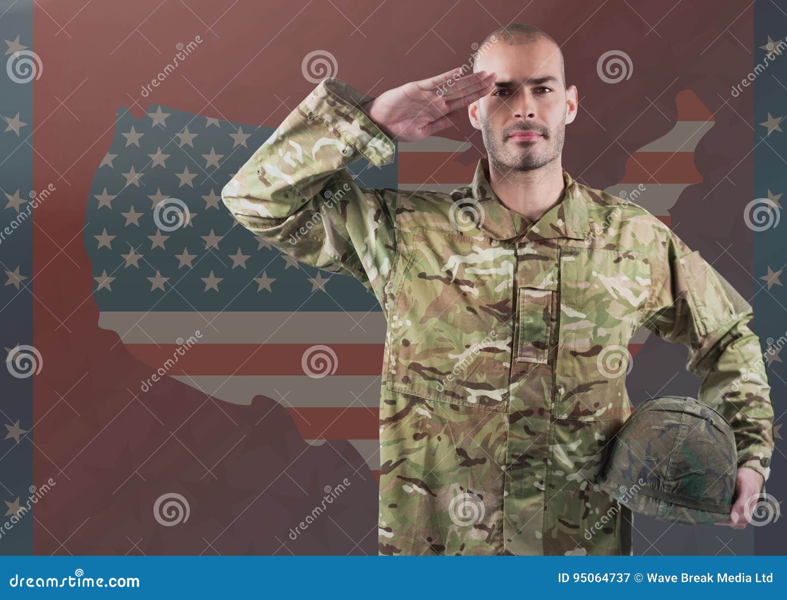 Military Saluting Against American Flag Stock Image - Image of graphic ...