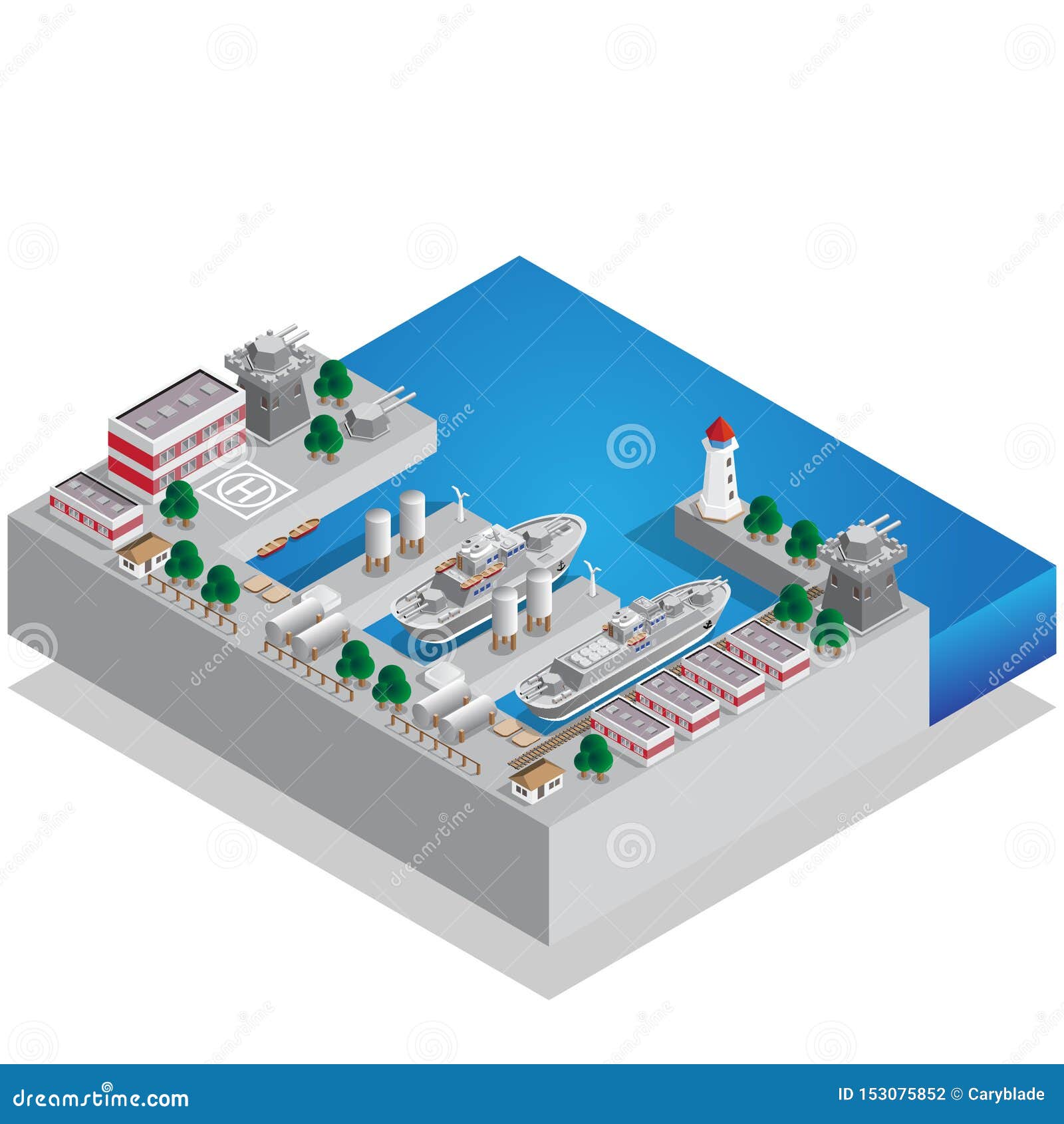 Military seaport. stock vector. Illustration of concept - 153075852