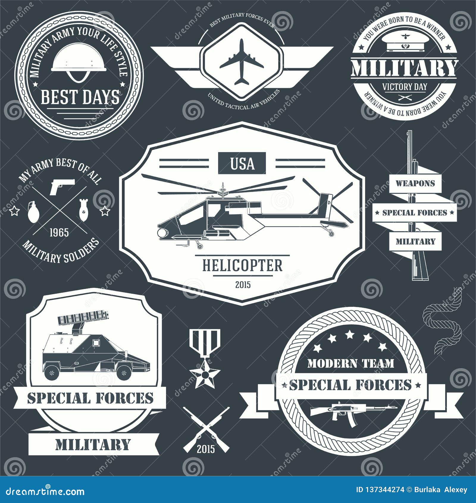 Military Set Label Template of Emblem Element for Your Product or ...