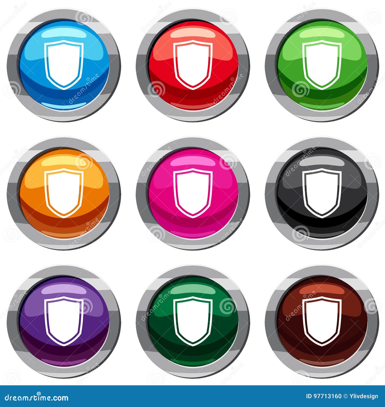 Military Shield Set 9 Collection Stock Vector - Illustration of ...