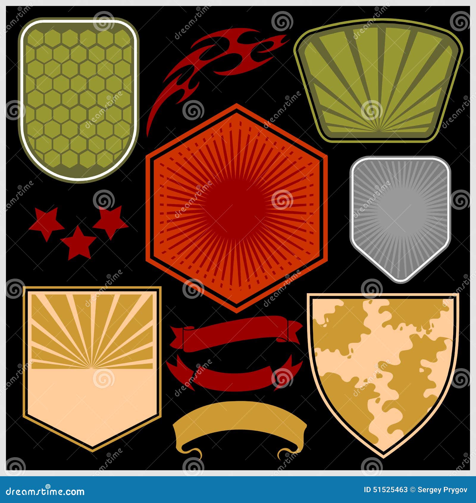 Military Shields and Elements - Vector Set Stock Vector - Illustration ...
