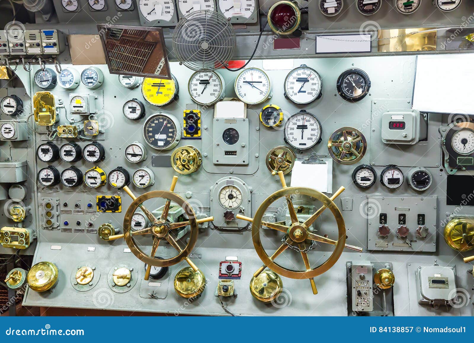 The Ship Control Panel In Wheelhouse Of The Old Ship Stock Photography ...
