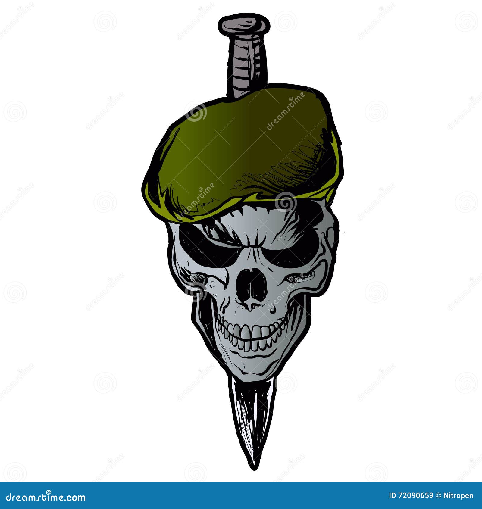 Military skull and dagger stock vector. Illustration of skeleton - 72090659