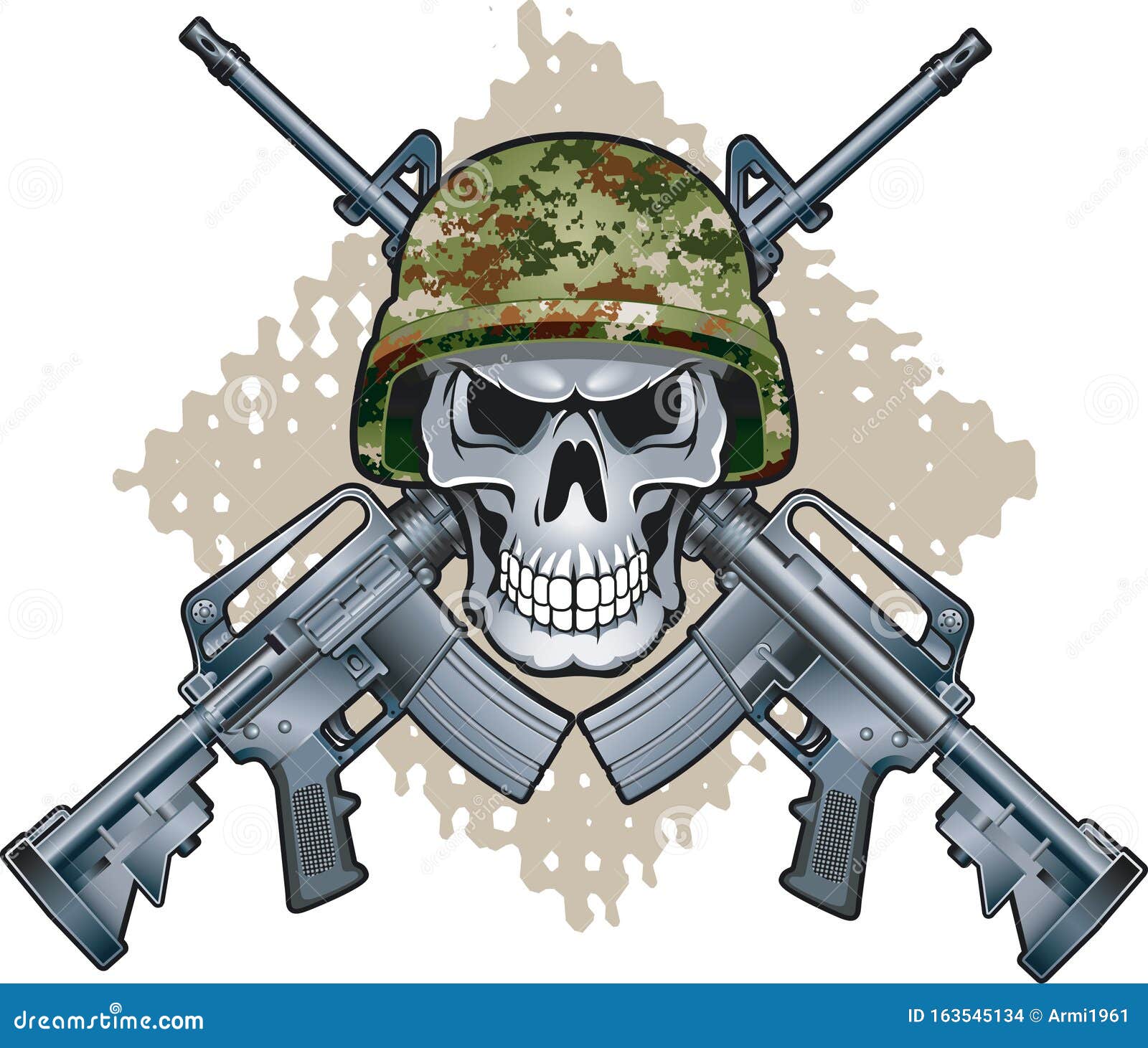 Military skull image stock vector. Illustration of arms - 163545134