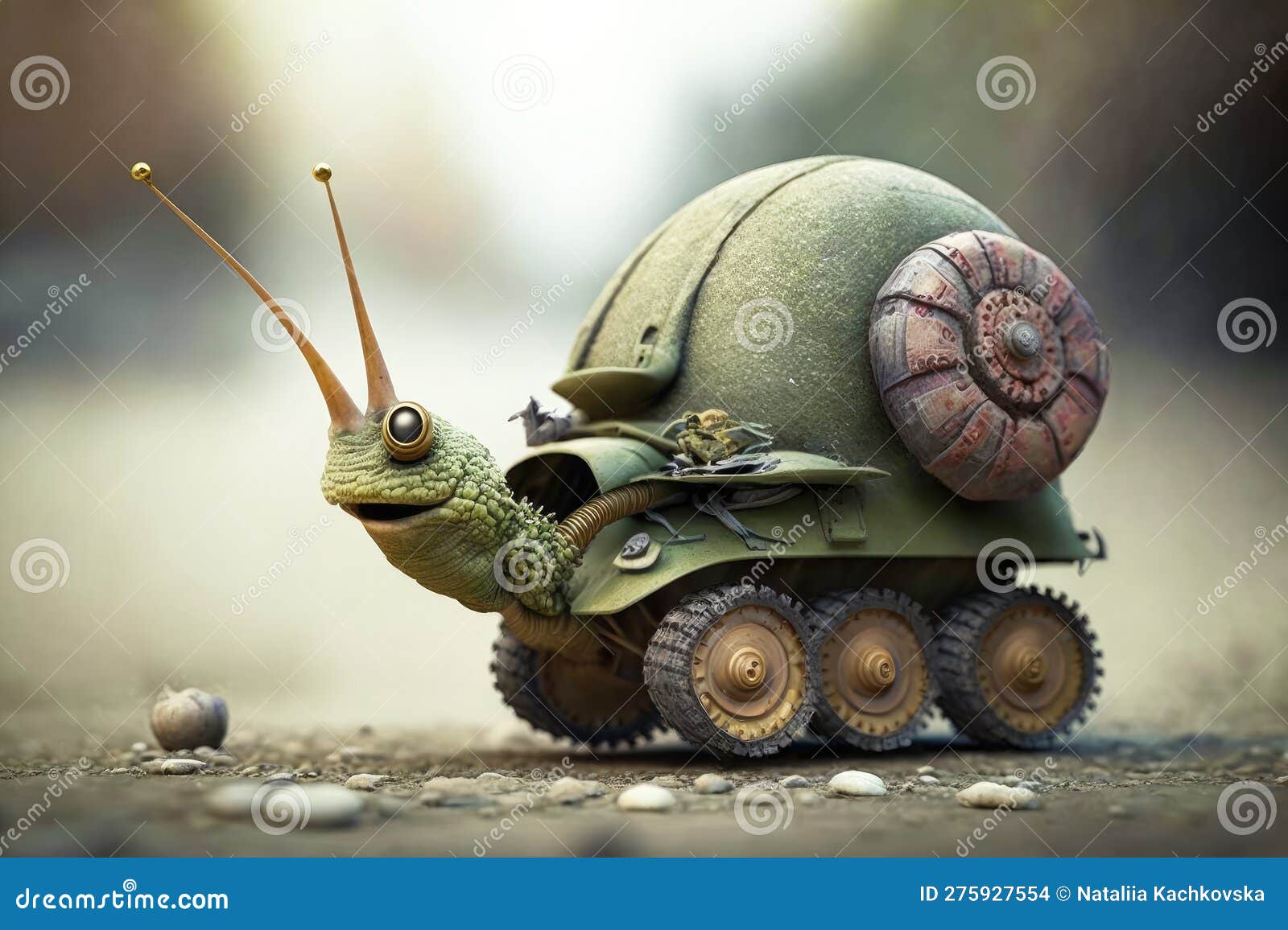Snail Soldier Leading Troops Into Battle With Helmet And Uniform ...