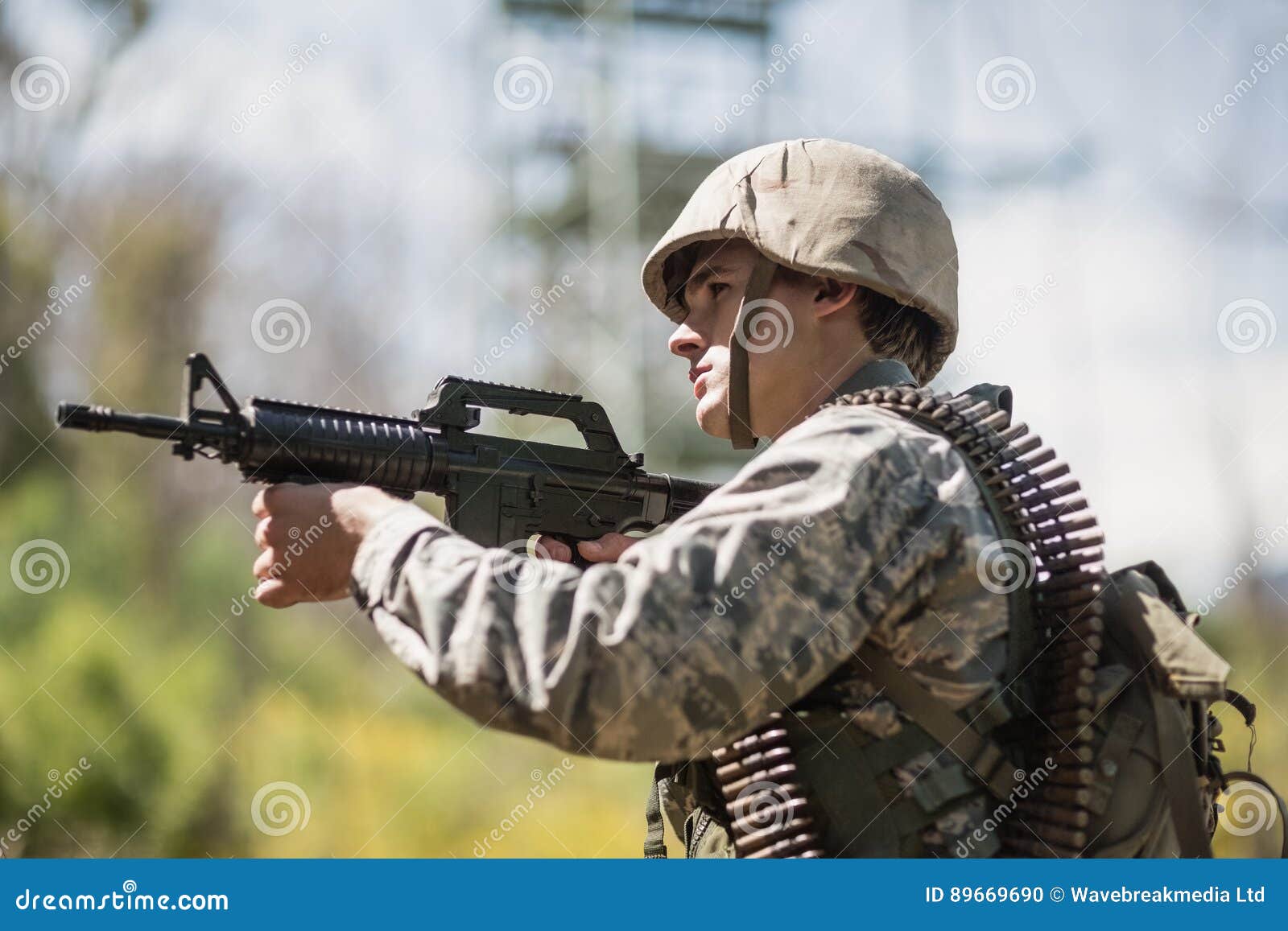 Military Soldier Aiming with a Rifle Stock Photo - Image of duty, camp ...