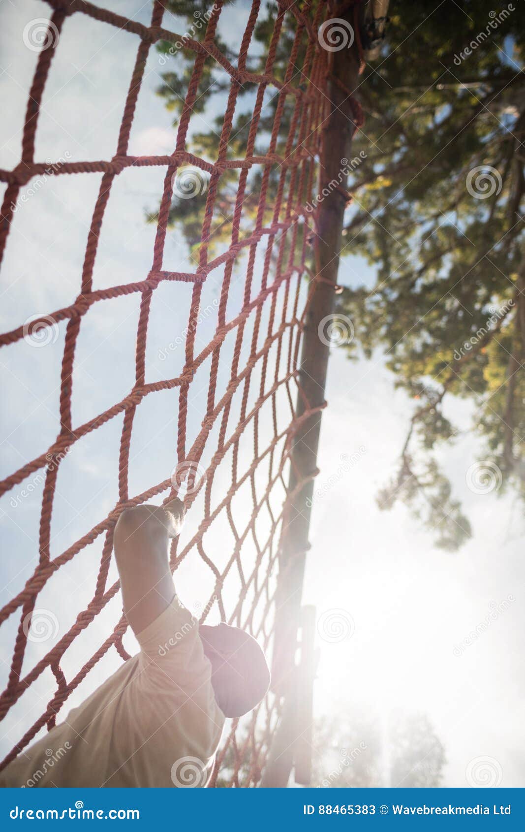 Military Soldier Climbing Rope during Obstacle Course Stock Image ...