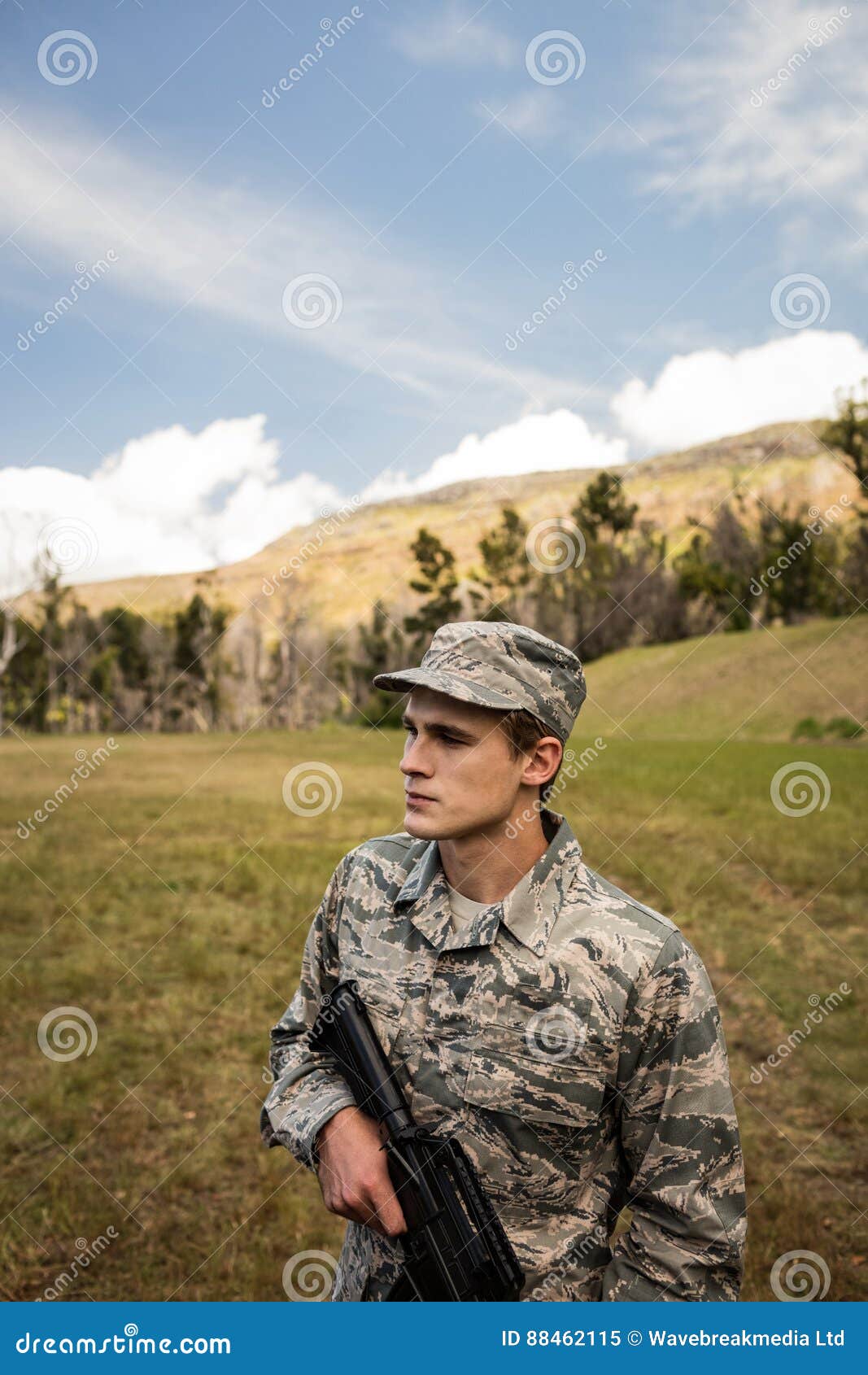 Military Soldier Guarding with a Rifle Stock Image - Image of ...