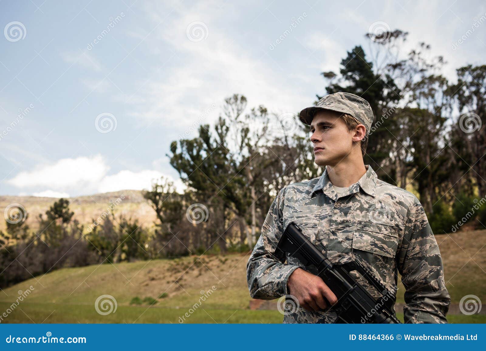 Military Soldier Guarding with a Rifle Stock Photo - Image of militant ...