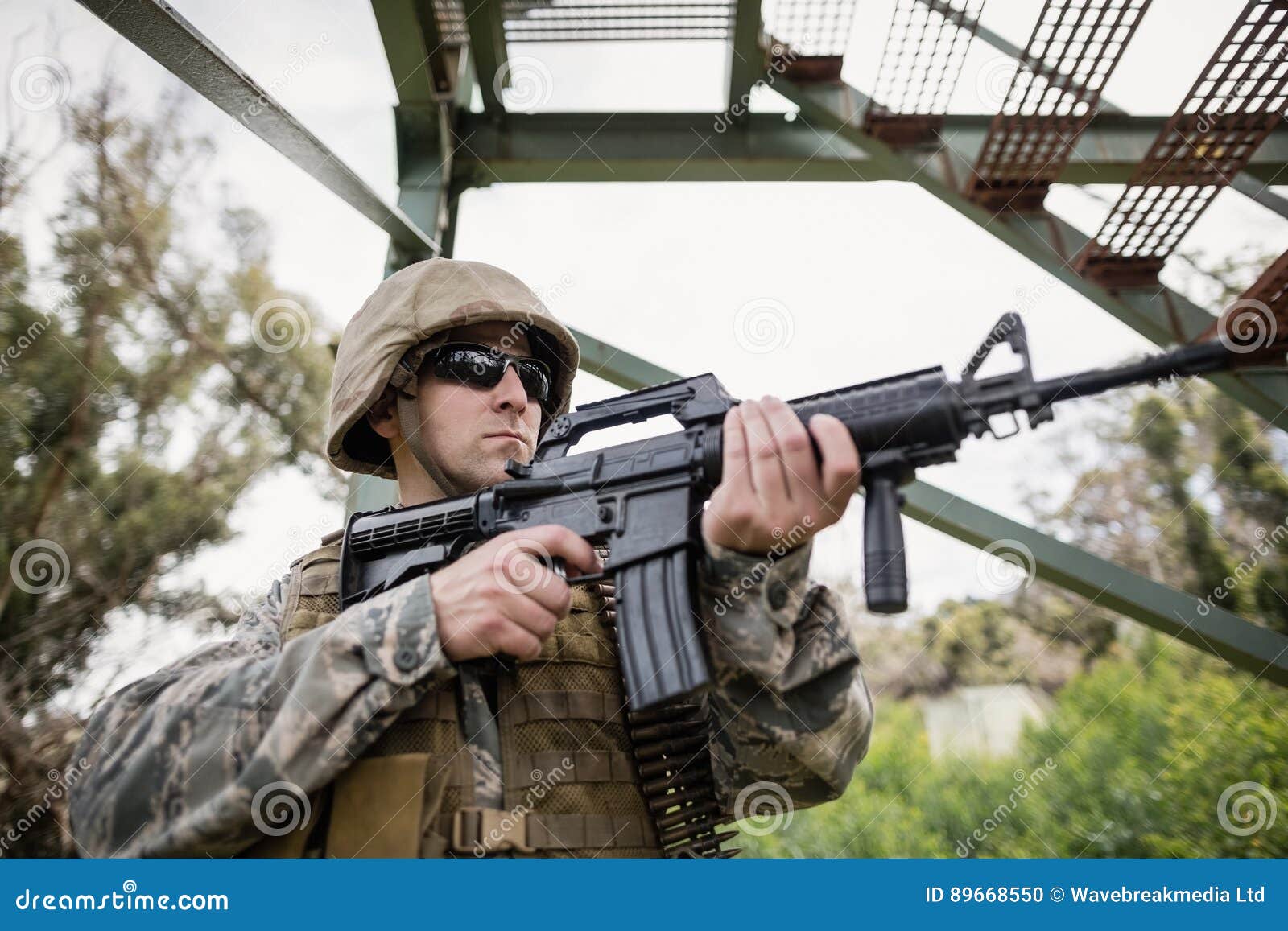 Military Soldier Guarding with a Rifle Stock Photo - Image of ...