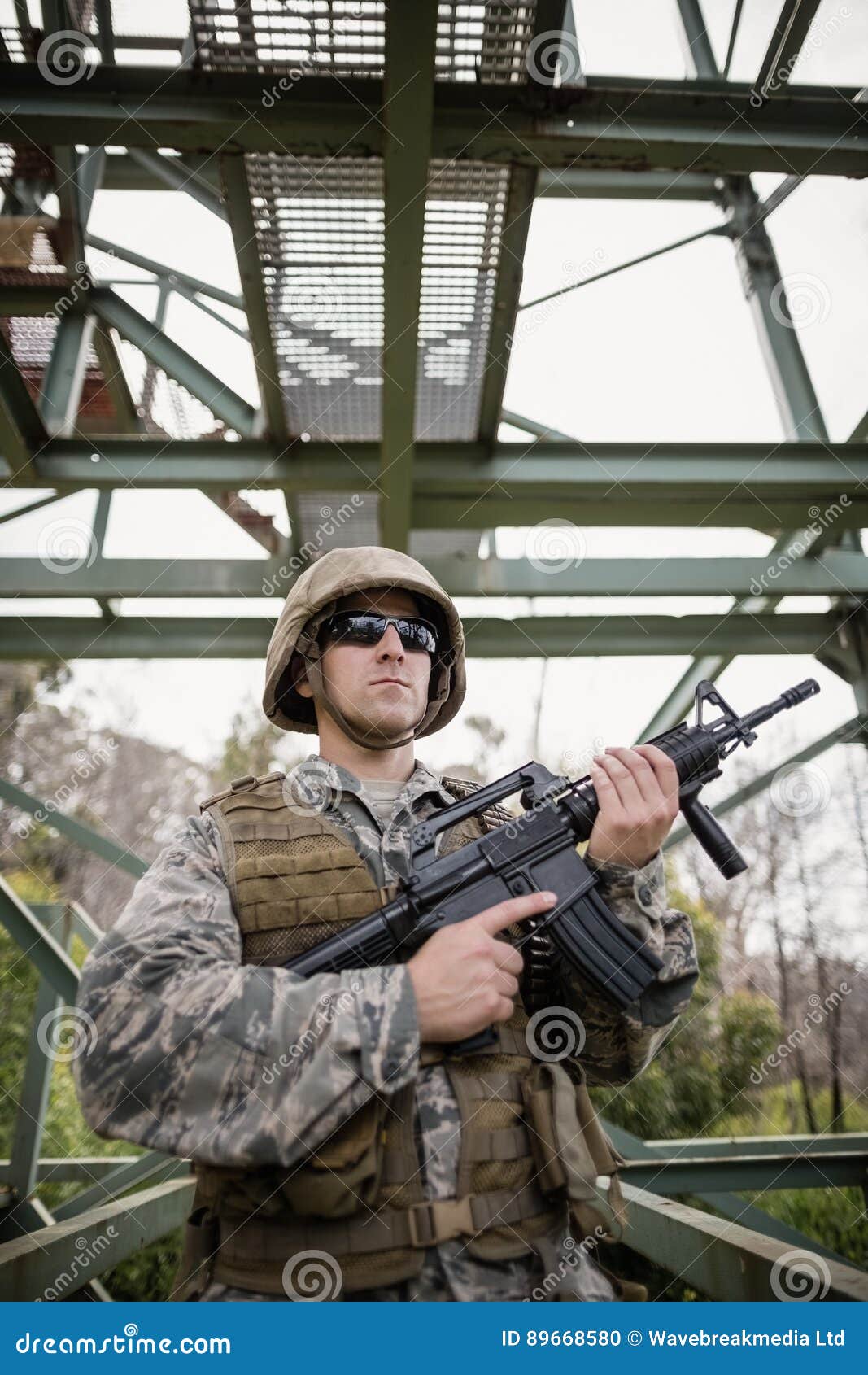 Military Soldier Guarding with a Rifle Stock Photo - Image of guard ...