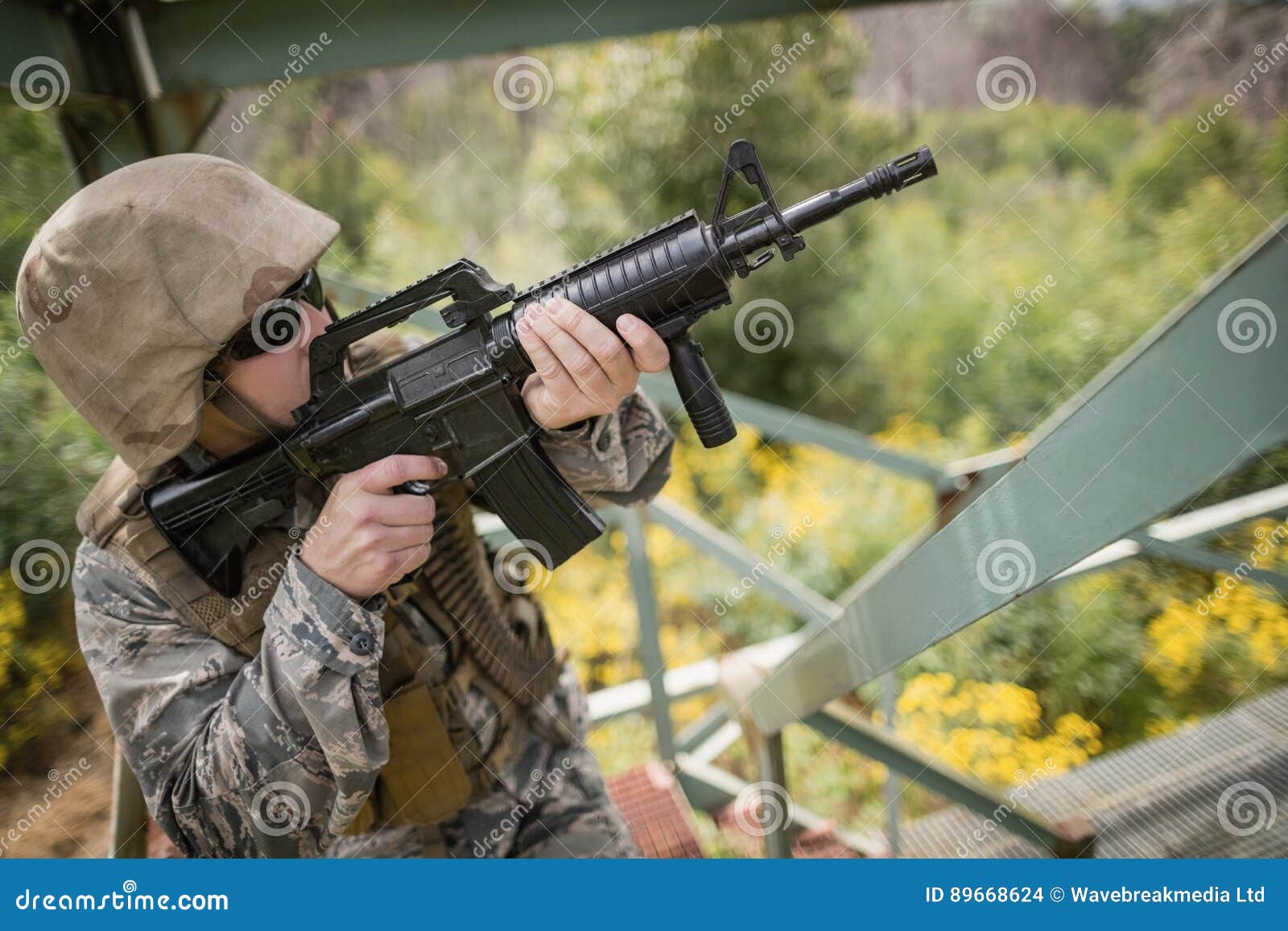 Military Soldier Guarding with a Rifle Stock Photo - Image of martial ...