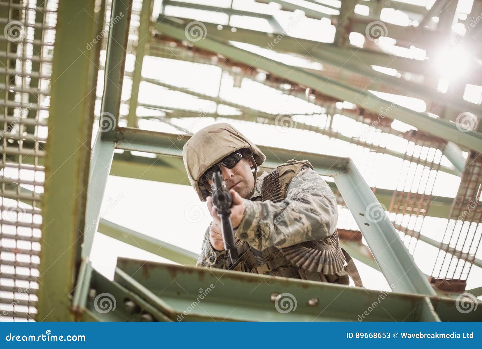Military Soldier Guarding with a Rifle Stock Image - Image of camp ...