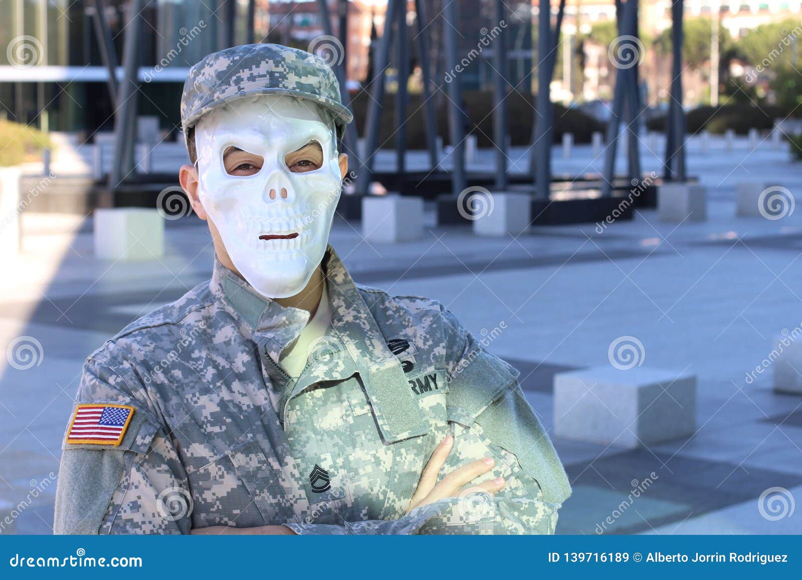 Military Soldier with Skeleton Face Stock Image - Image of america ...