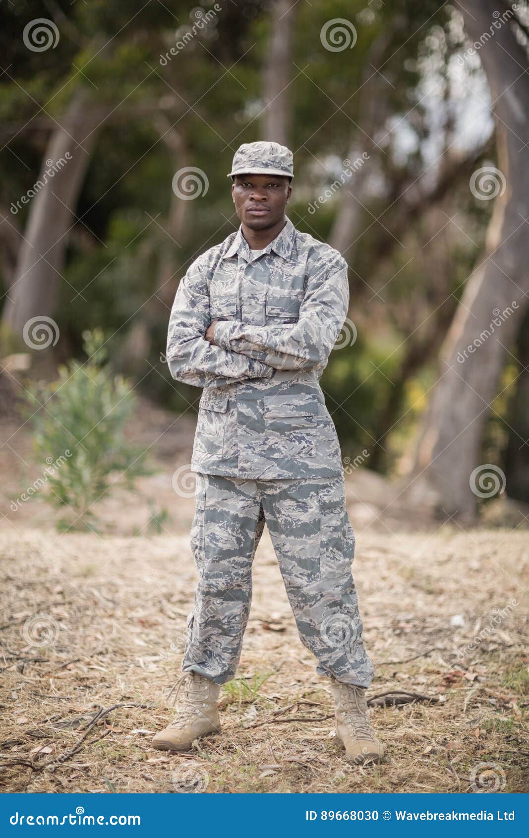 Military Soldier Standing with Arms Crossed Stock Photo - Image of arms ...