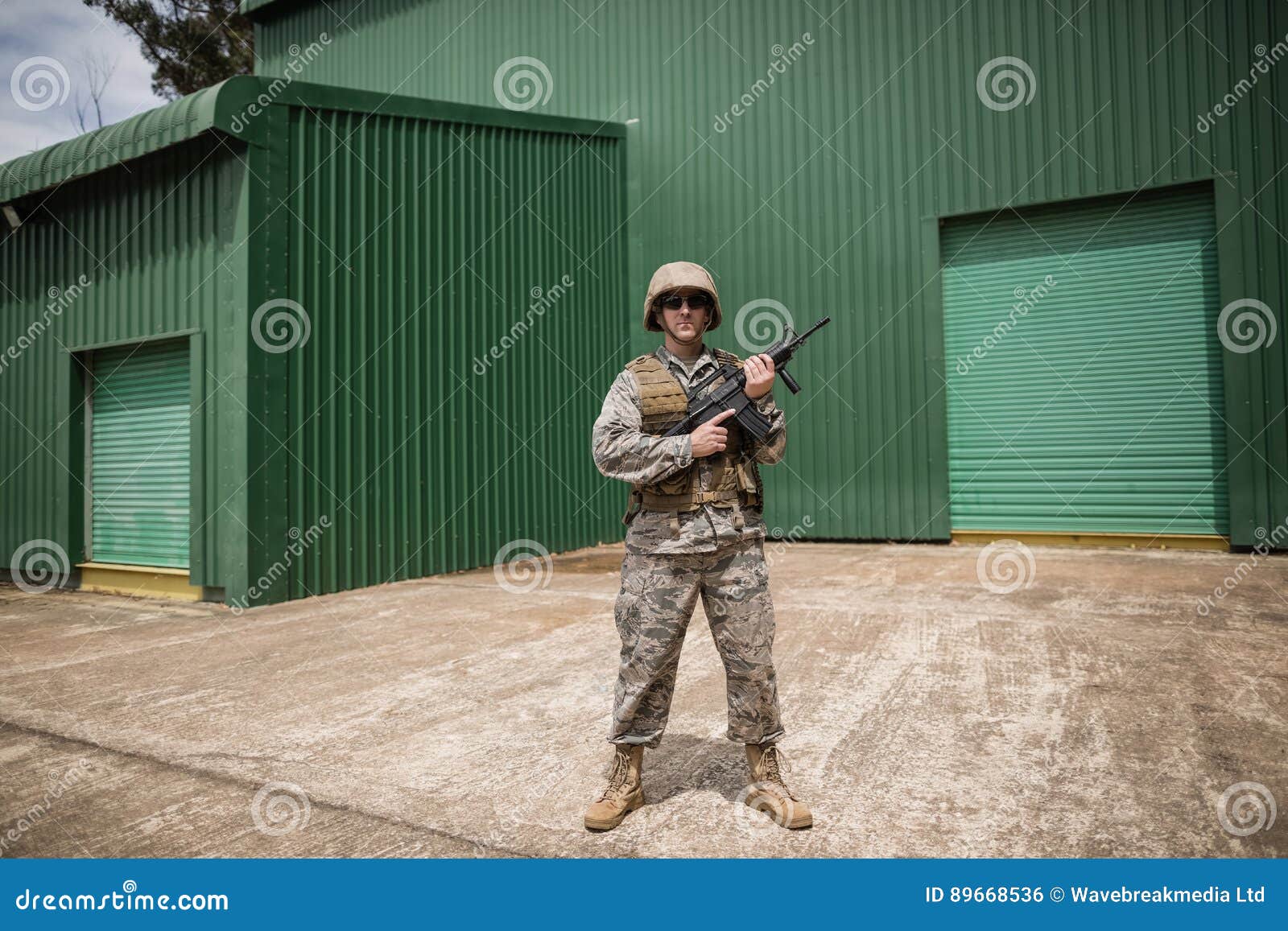 Military Soldier Standing with a Rifle Stock Photo - Image of martial ...