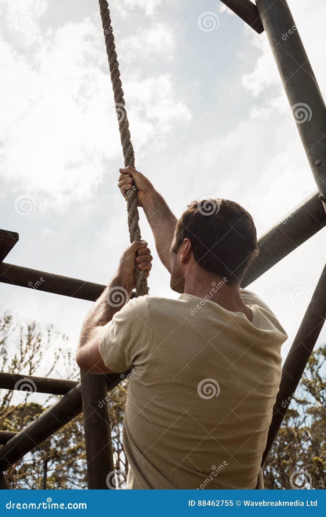 Military Soldier Training Rope Climbing Stock Image - Image of boot ...