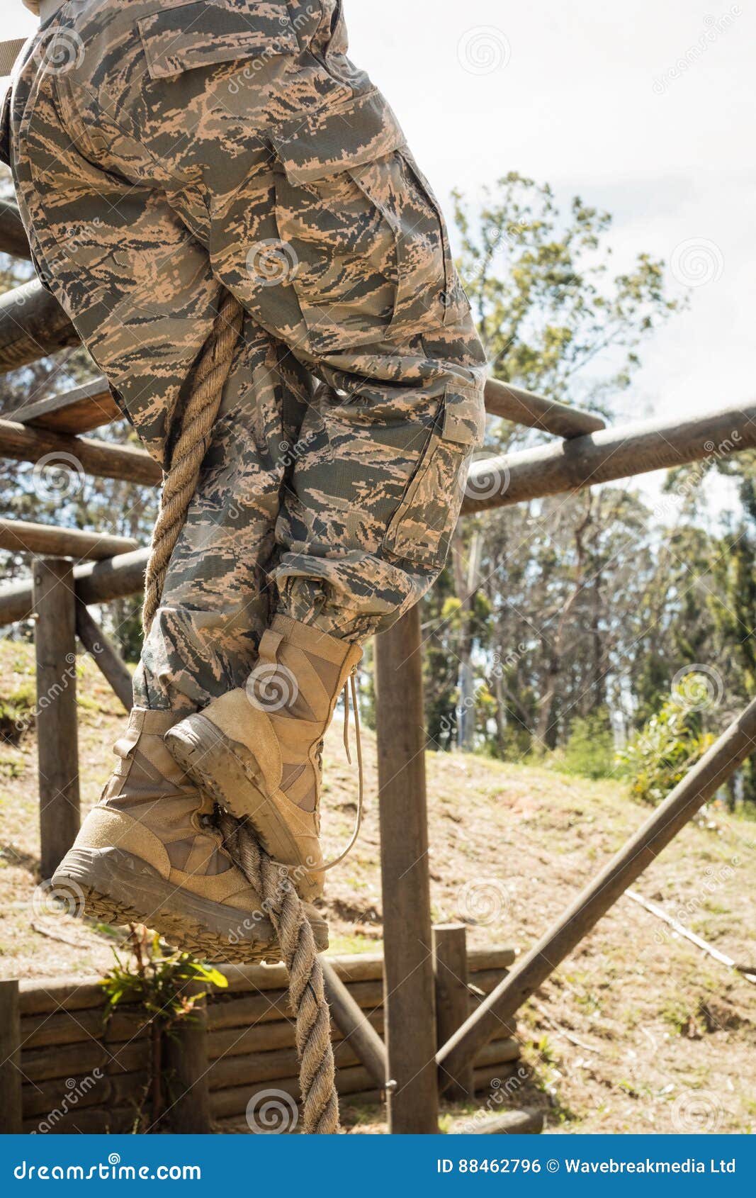 Military Soldier Training Rope Climbing Stock Photo - Image of energy ...